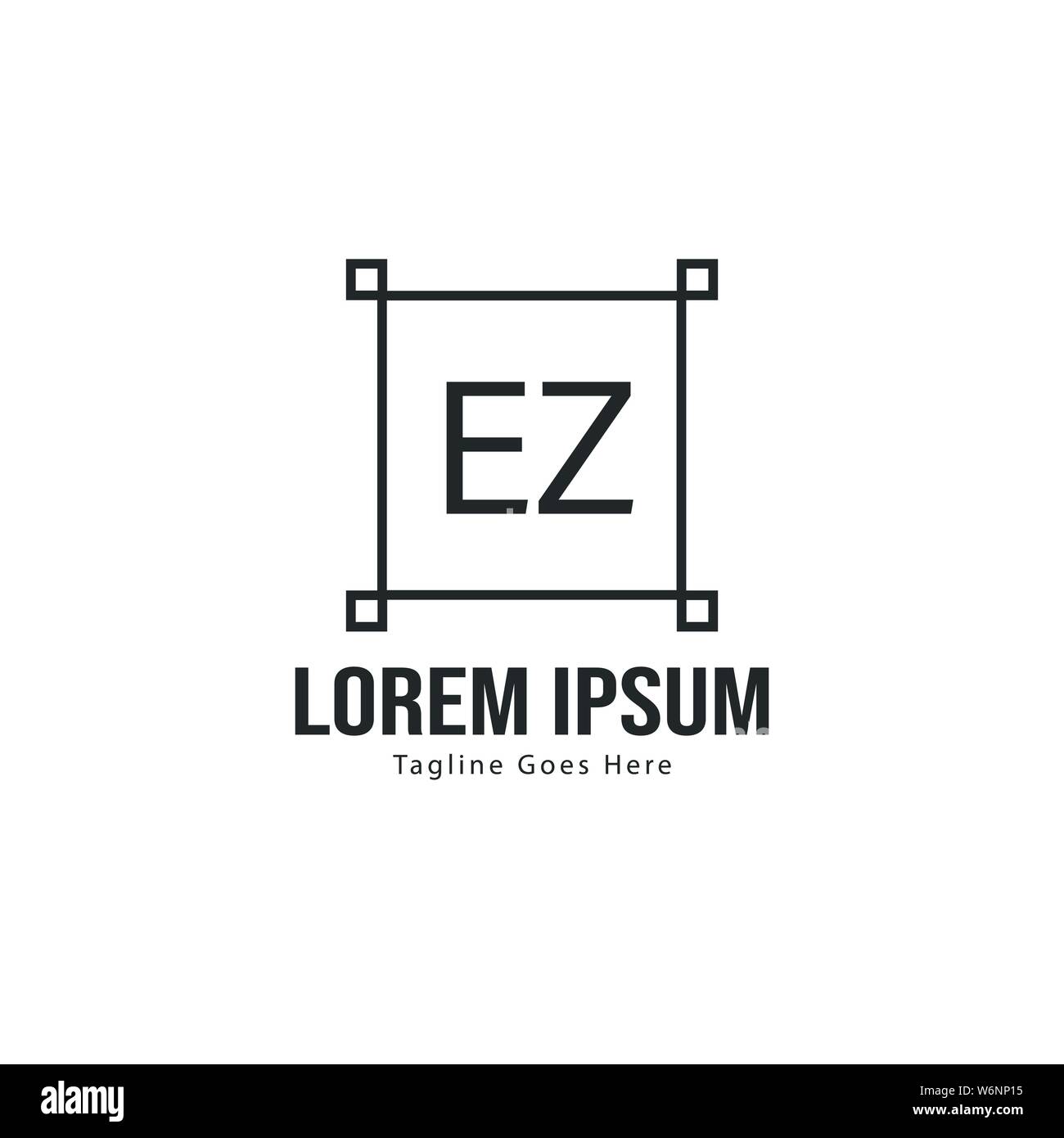 Initial EZ logo template with modern frame. Minimalist EZ letter logo ...
