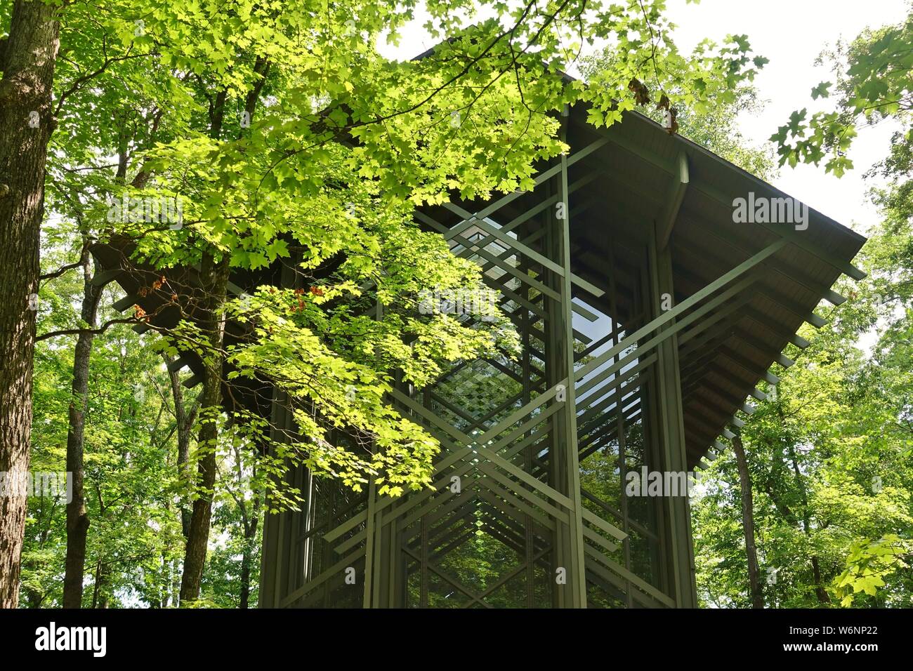 EUREKA SPRINGS, AK -28 JUN 2019- View of the Thorncrown Chapel, a ...