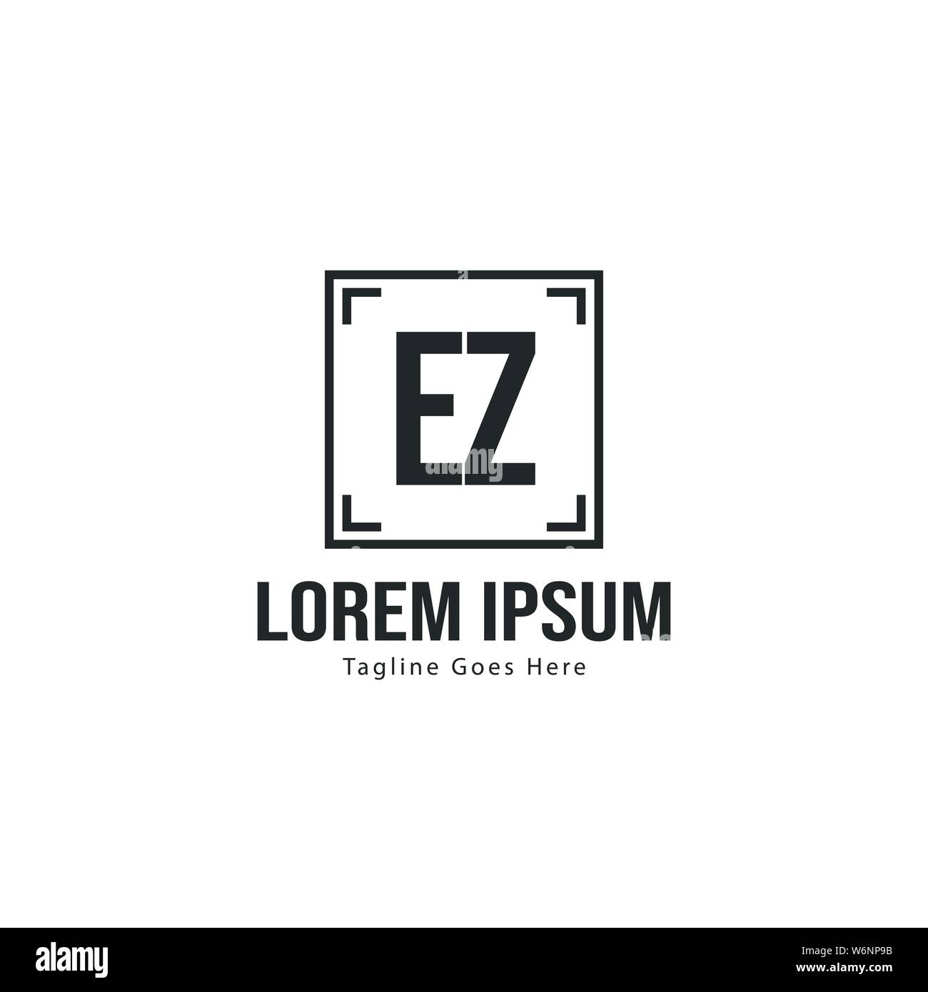 Initial EZ logo template with modern frame. Minimalist EZ letter logo ...