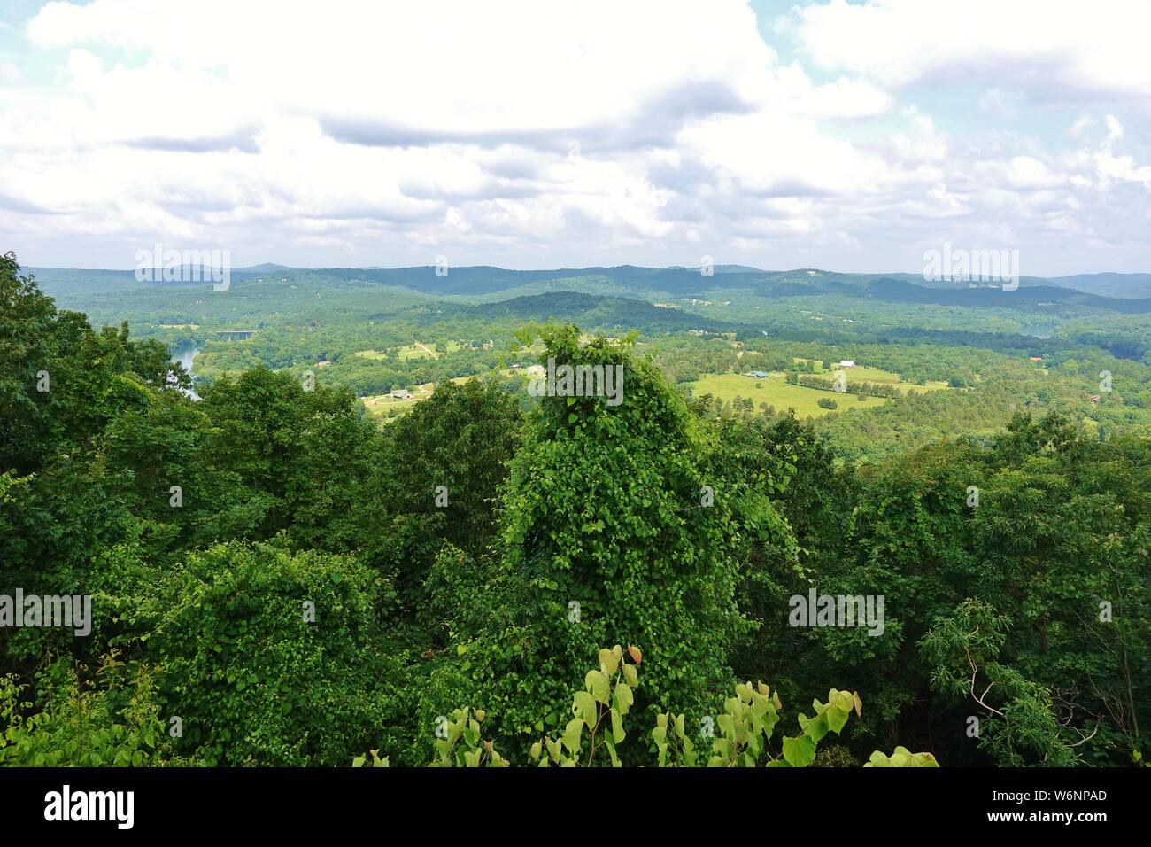 Landscape view of the Arkansas countryside in the Ozarks seen from ...