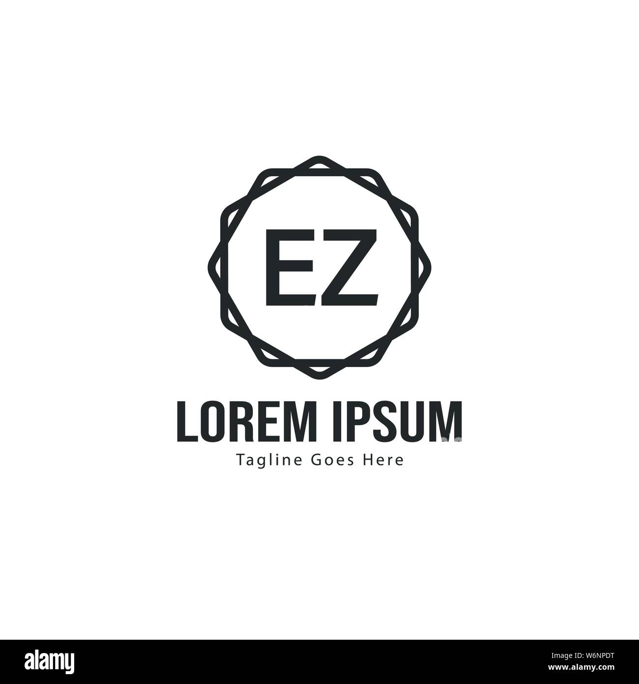 Initial EZ logo template with modern frame. Minimalist EZ letter logo ...