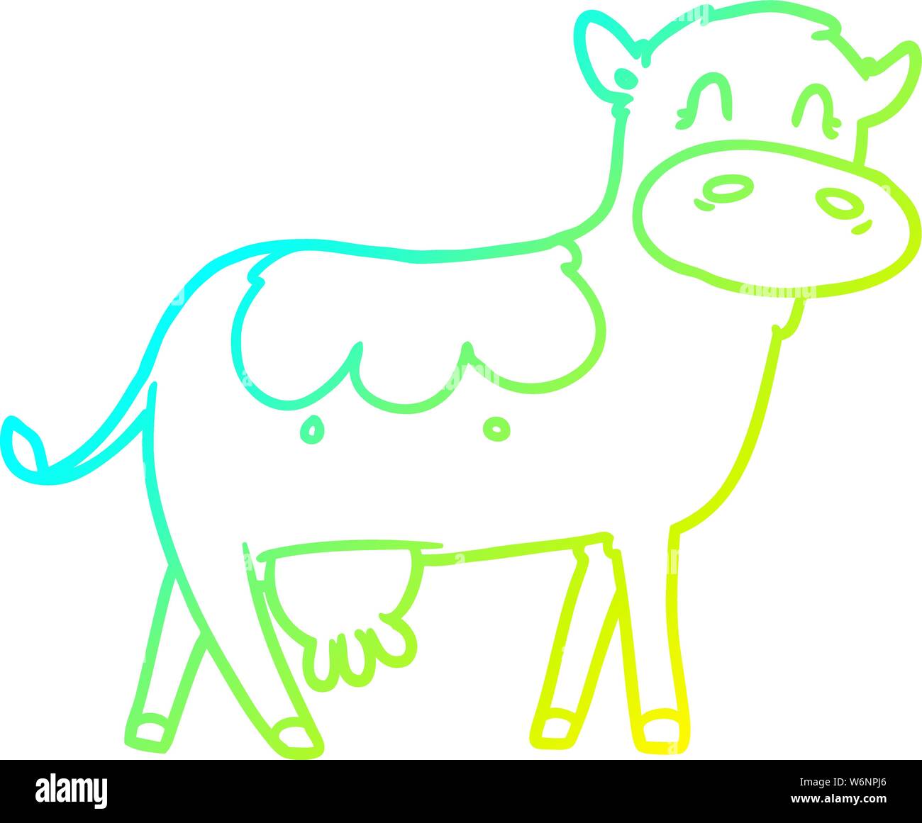 cold gradient line drawing of a cartoon dairy cow Stock Vector Image ...