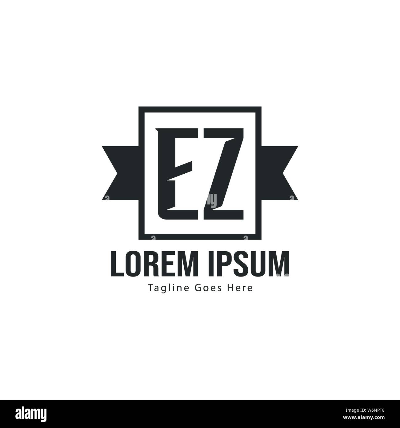 Initial EZ logo template with modern frame. Minimalist EZ letter logo ...