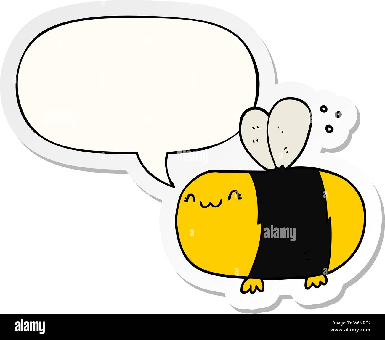 cute cartoon bee with speech bubble sticker Stock Vector Image & Art ...