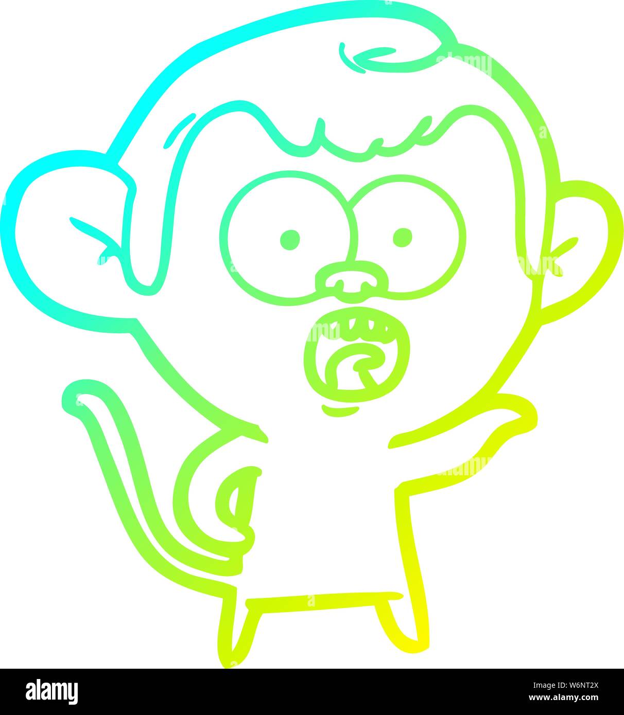 cold gradient line drawing of a cartoon shocked monkey Stock Vector ...