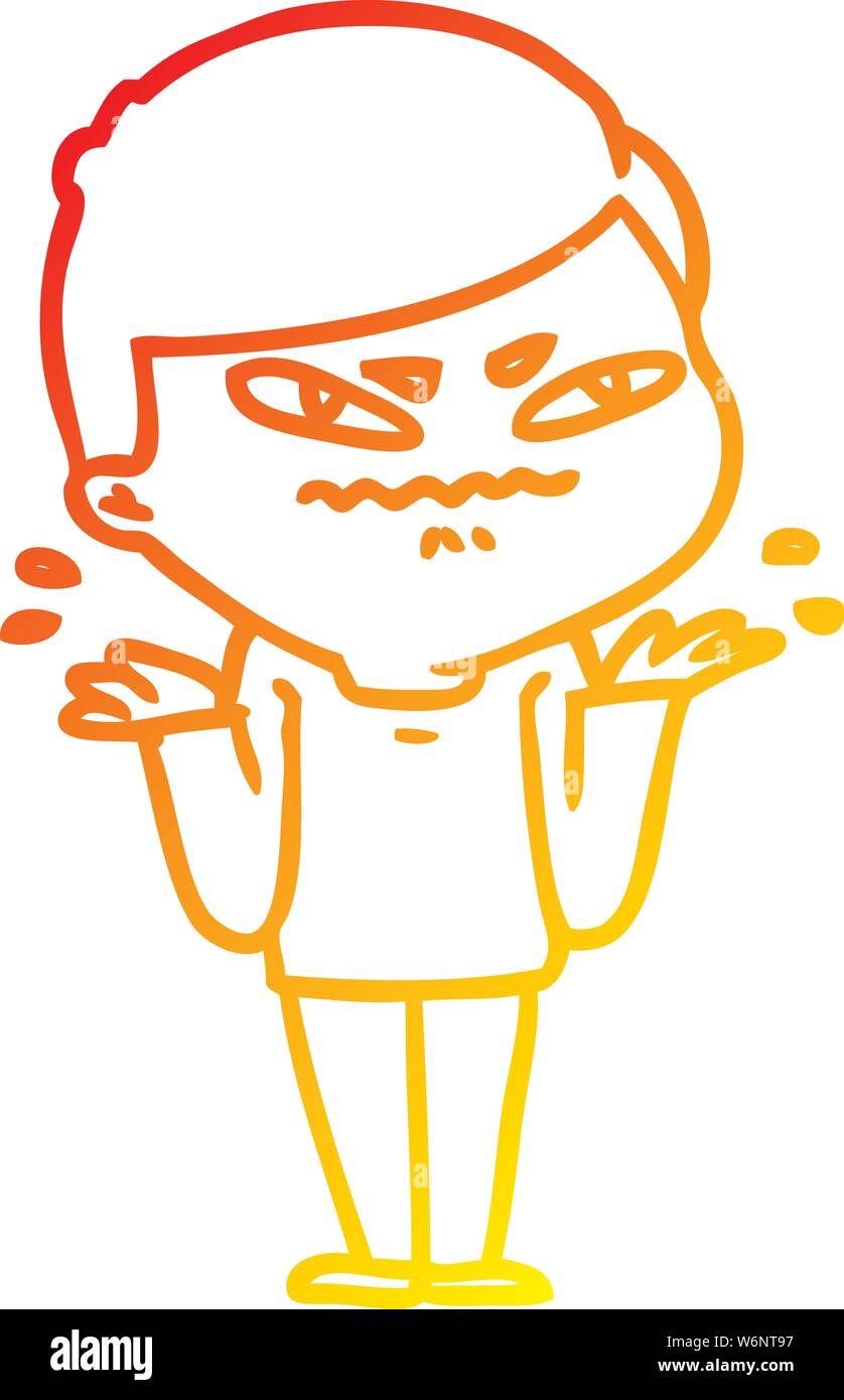 warm gradient line drawing of a cartoon exasperated man Stock Vector ...
