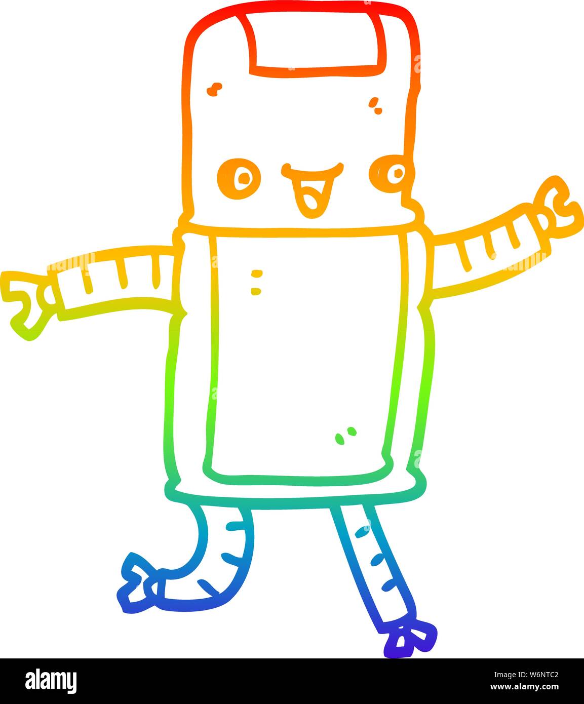 rainbow gradient line drawing of a cartoon robot Stock Vector Image ...