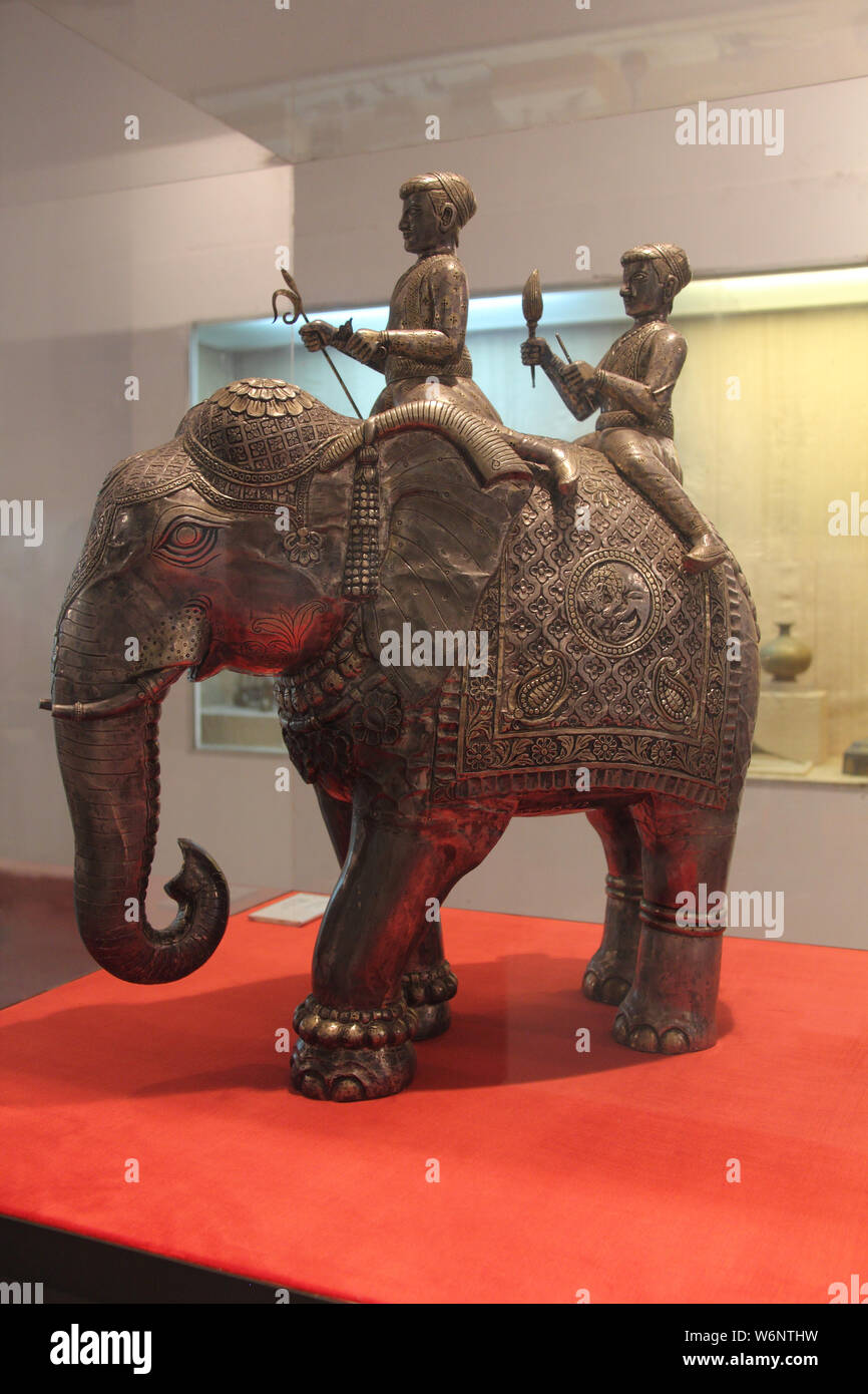 Elephant statue in a museum, National Museum, Janpath, New Delhi, India ...