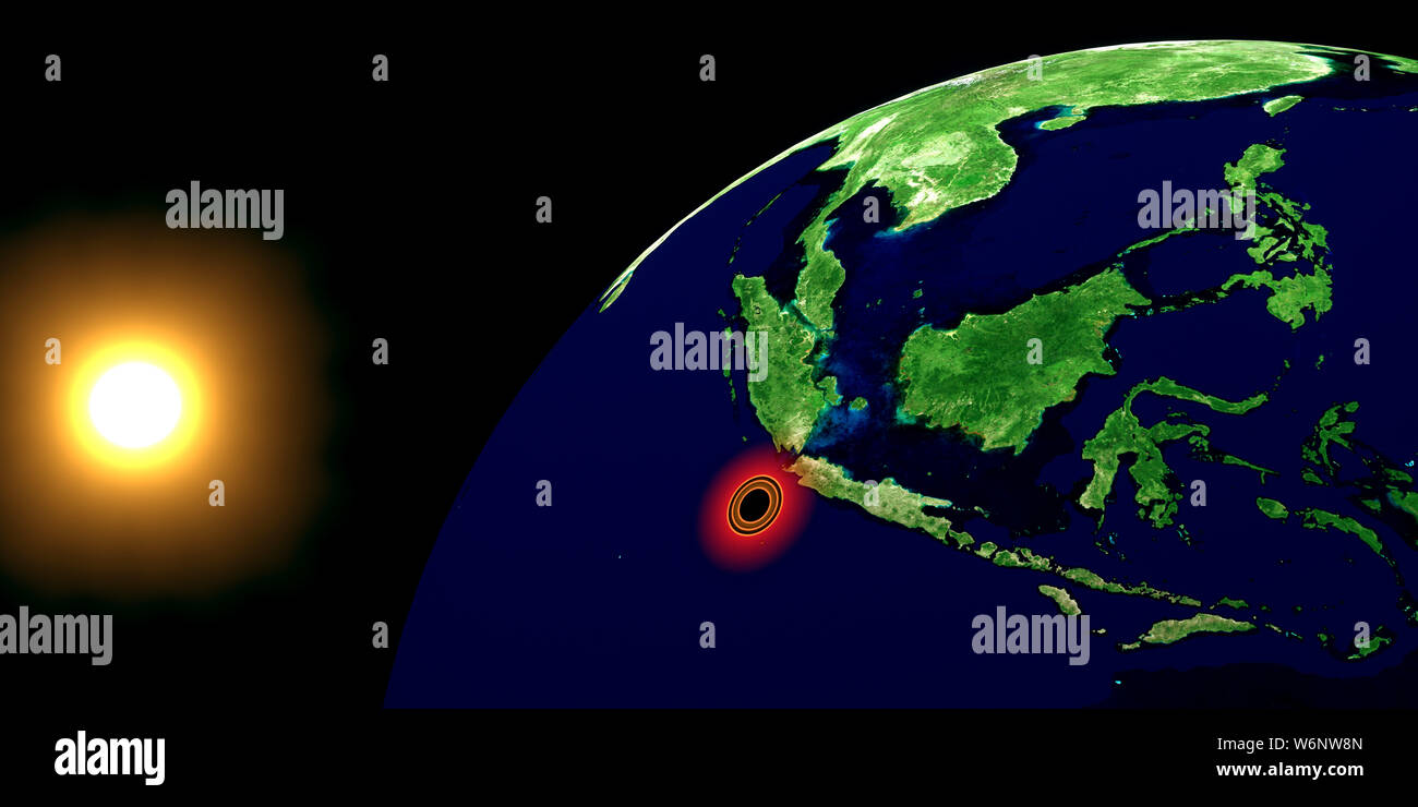 Earthquake in Indonesia. Shot from Space. Extremely detailed 3D image ...