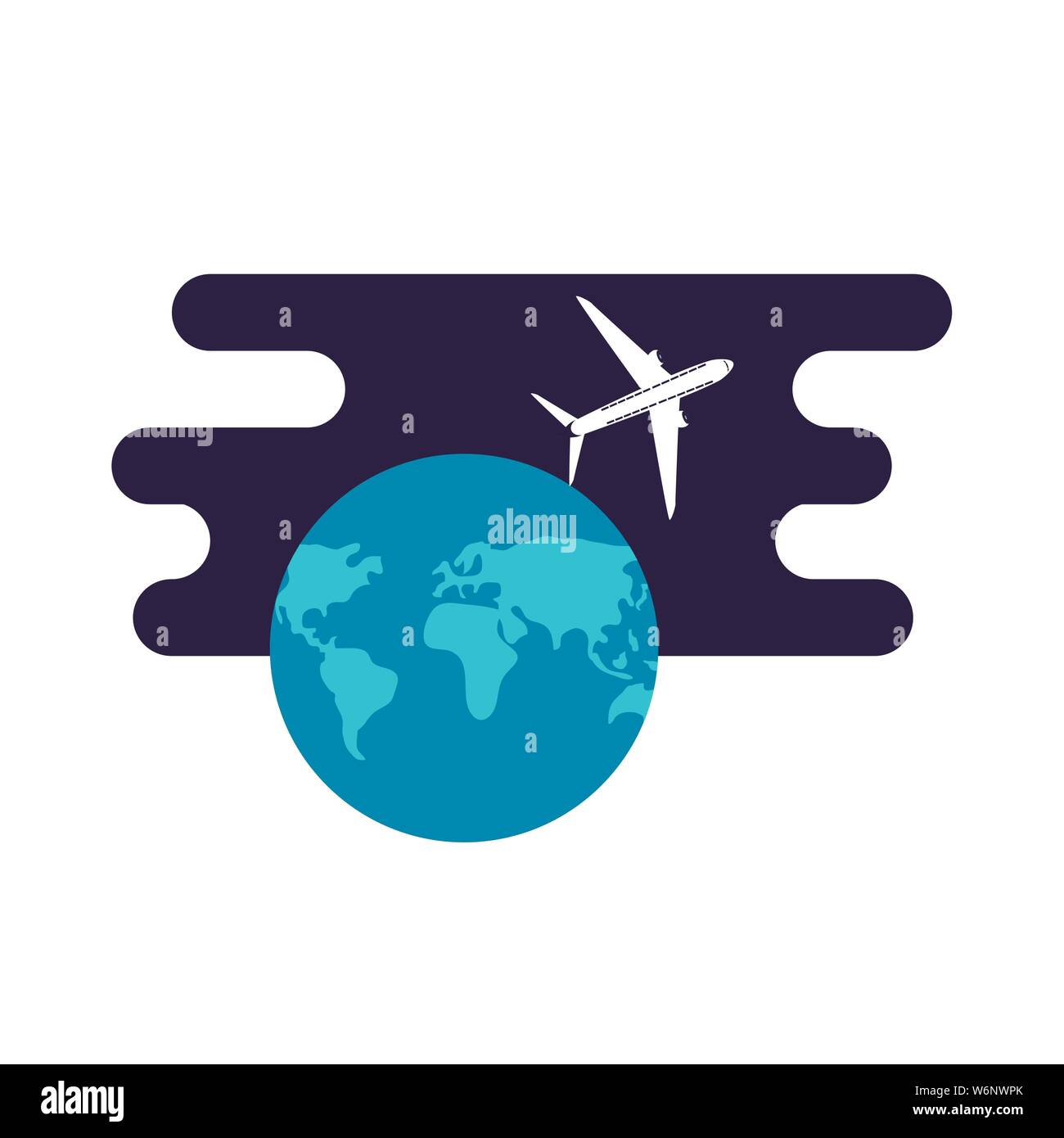 airplane flying with world planet vector illustration design Stock ...