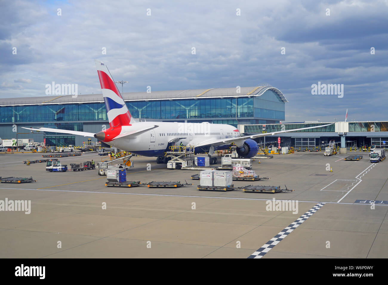 HEATHROW, ENGLAND -14 APR 2019- View of an airplane from British ...