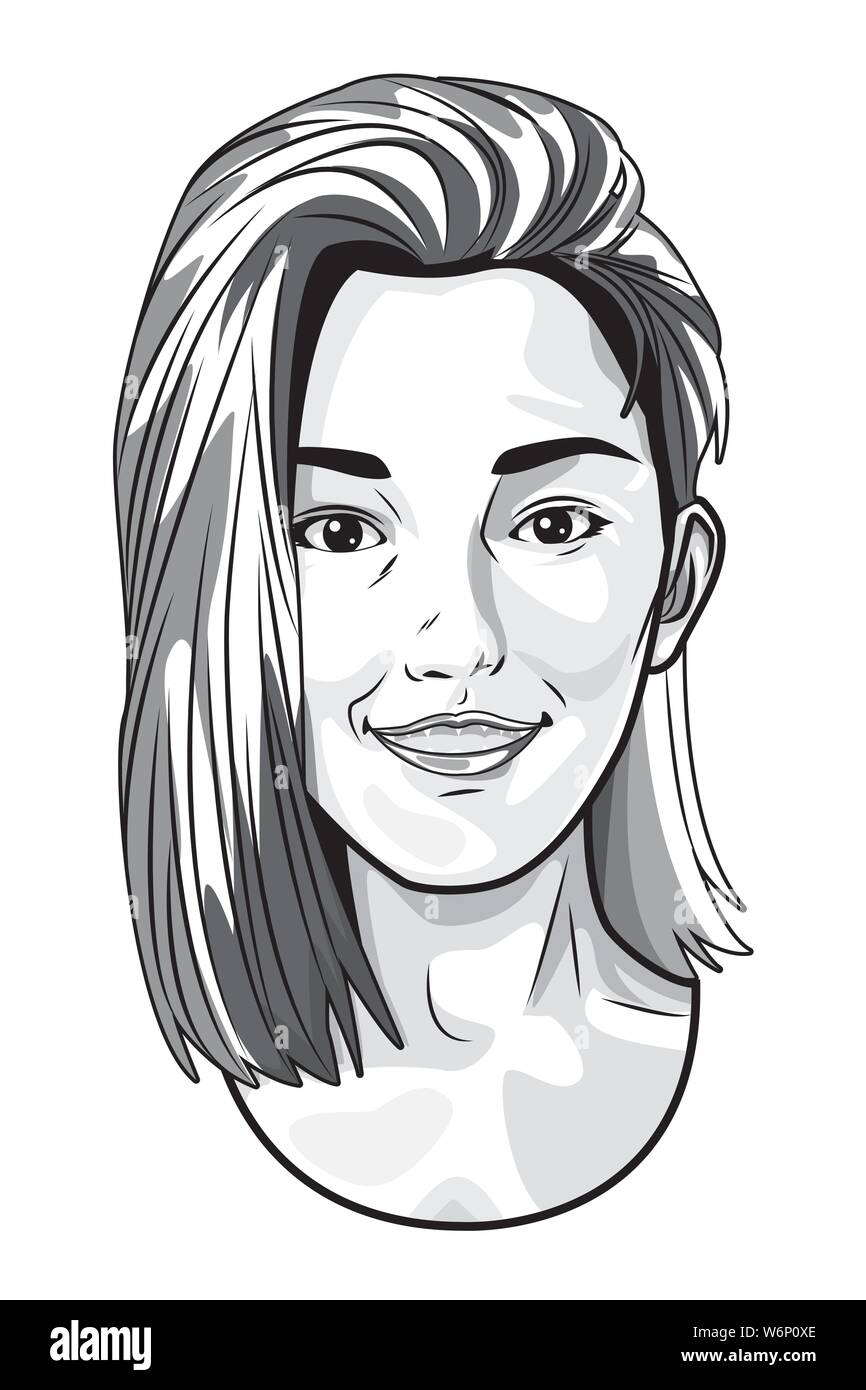 Girl Smiling Face Sketch