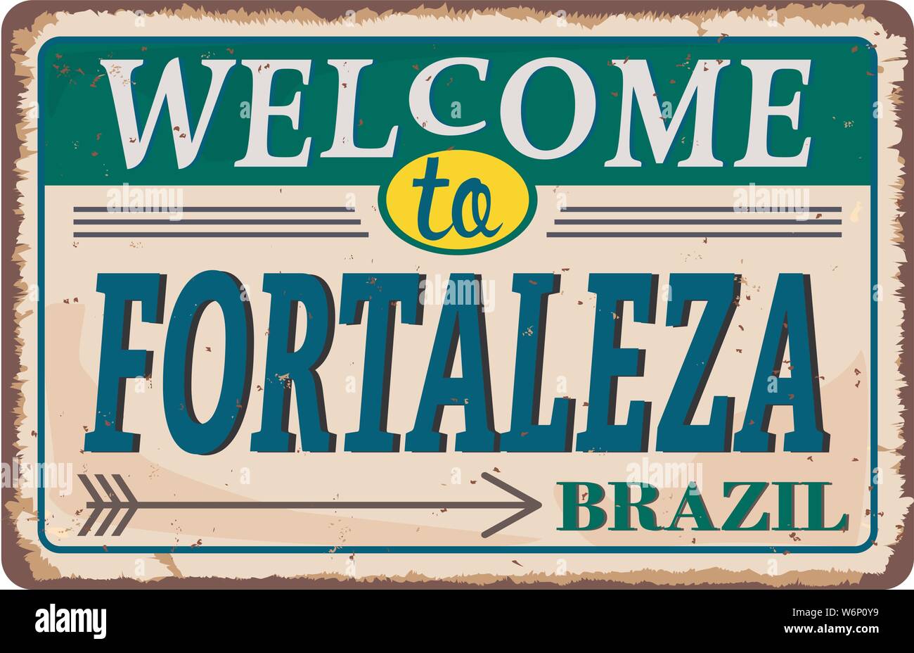 Welcome to Fortaleza Vintage blank rusted metal sign Vector ...