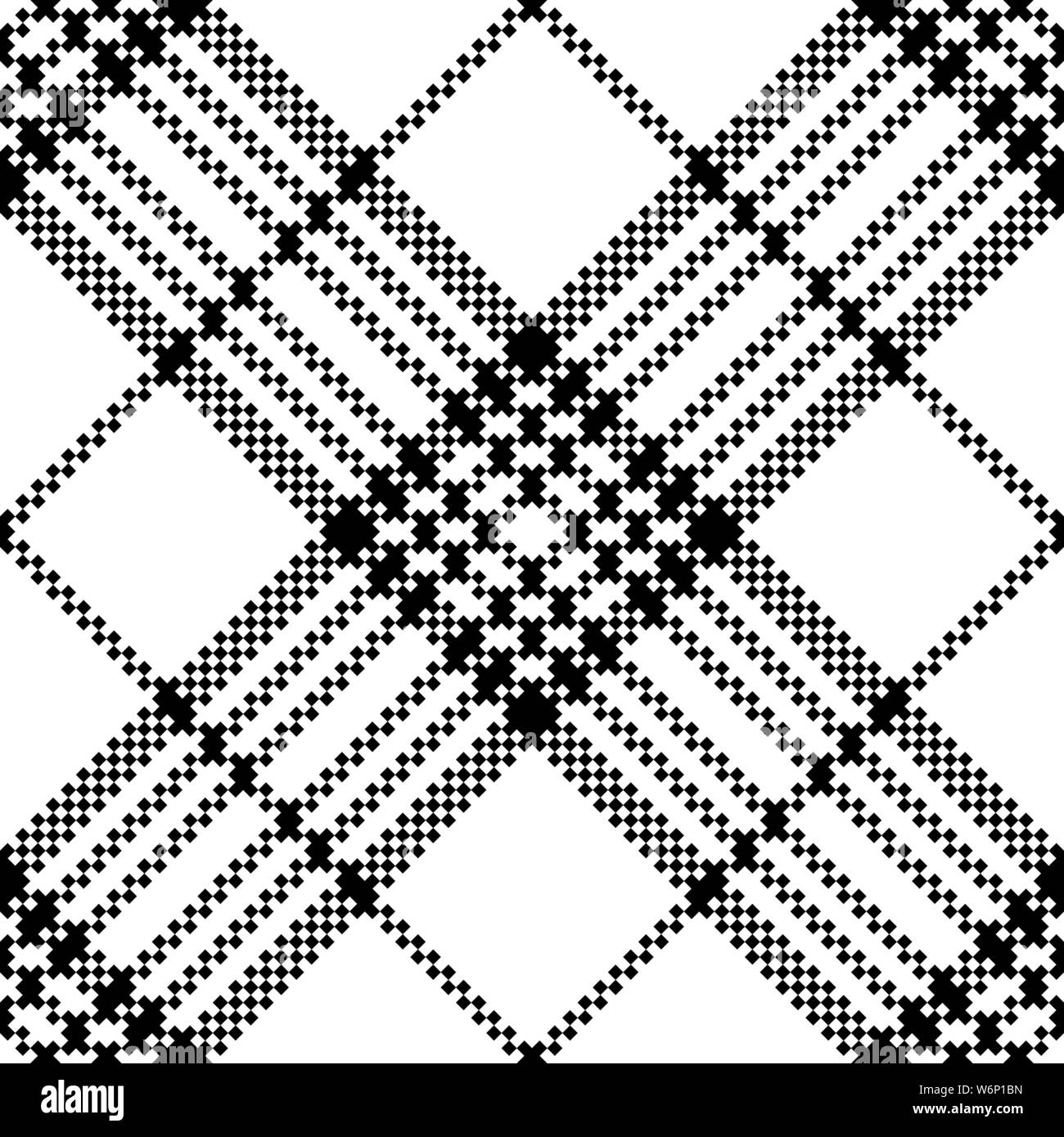 Simple pixel check black white seamless pattern. Vector illustration ...