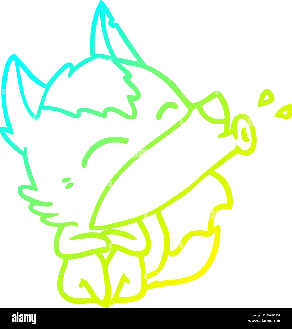 cold gradient line drawing of a howling wolf cartoon Stock Vector Image ...