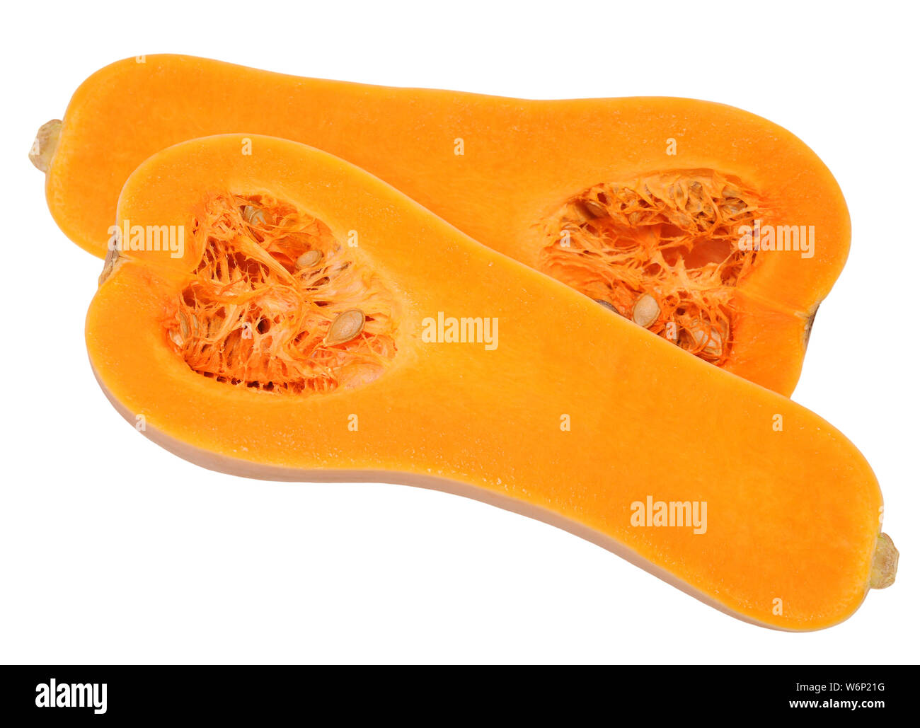 butternut squash section isolated on white Stock Photo - Alamy