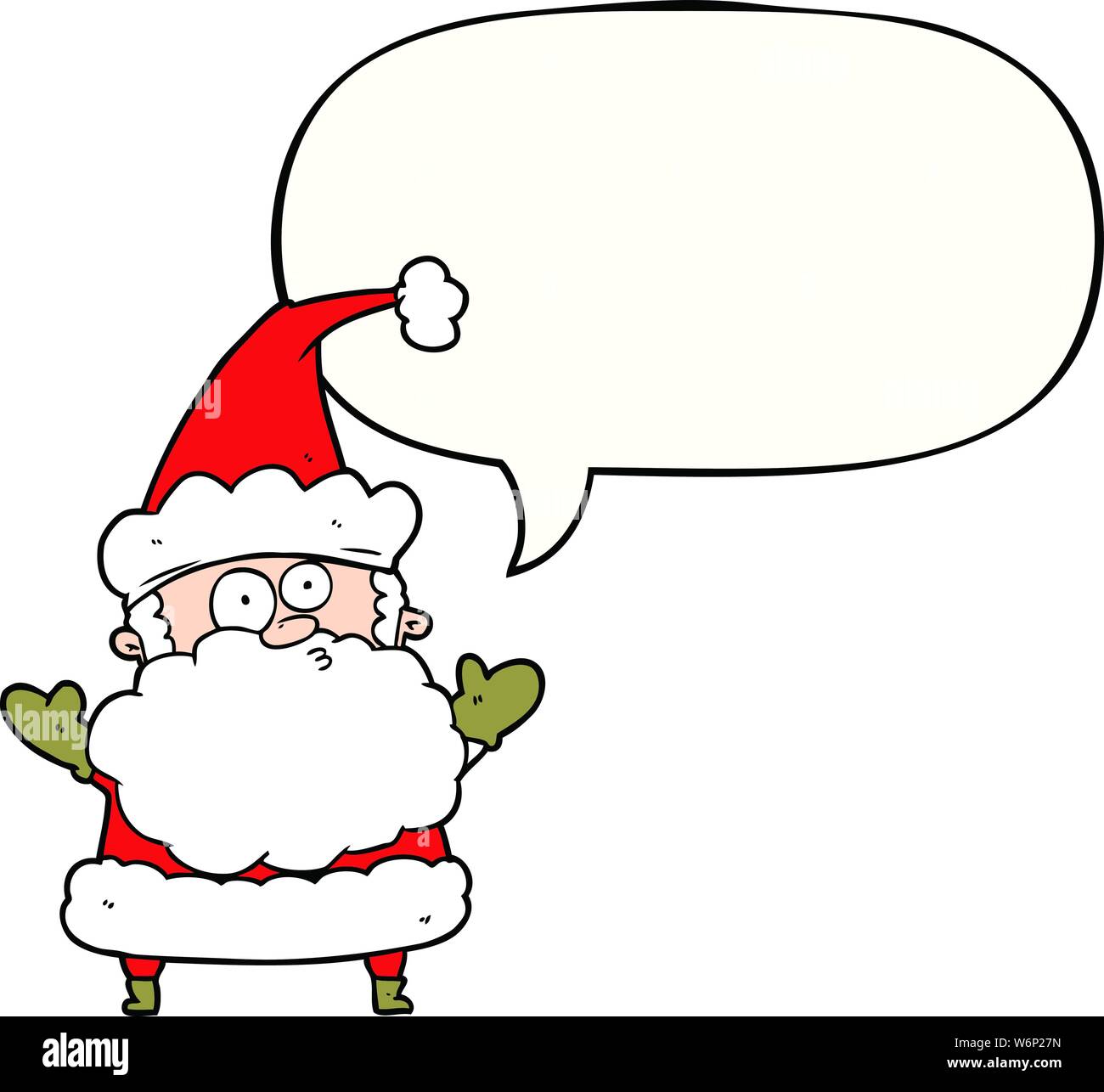cartoon confused santa claus shurgging shoulders with speech bubble ...