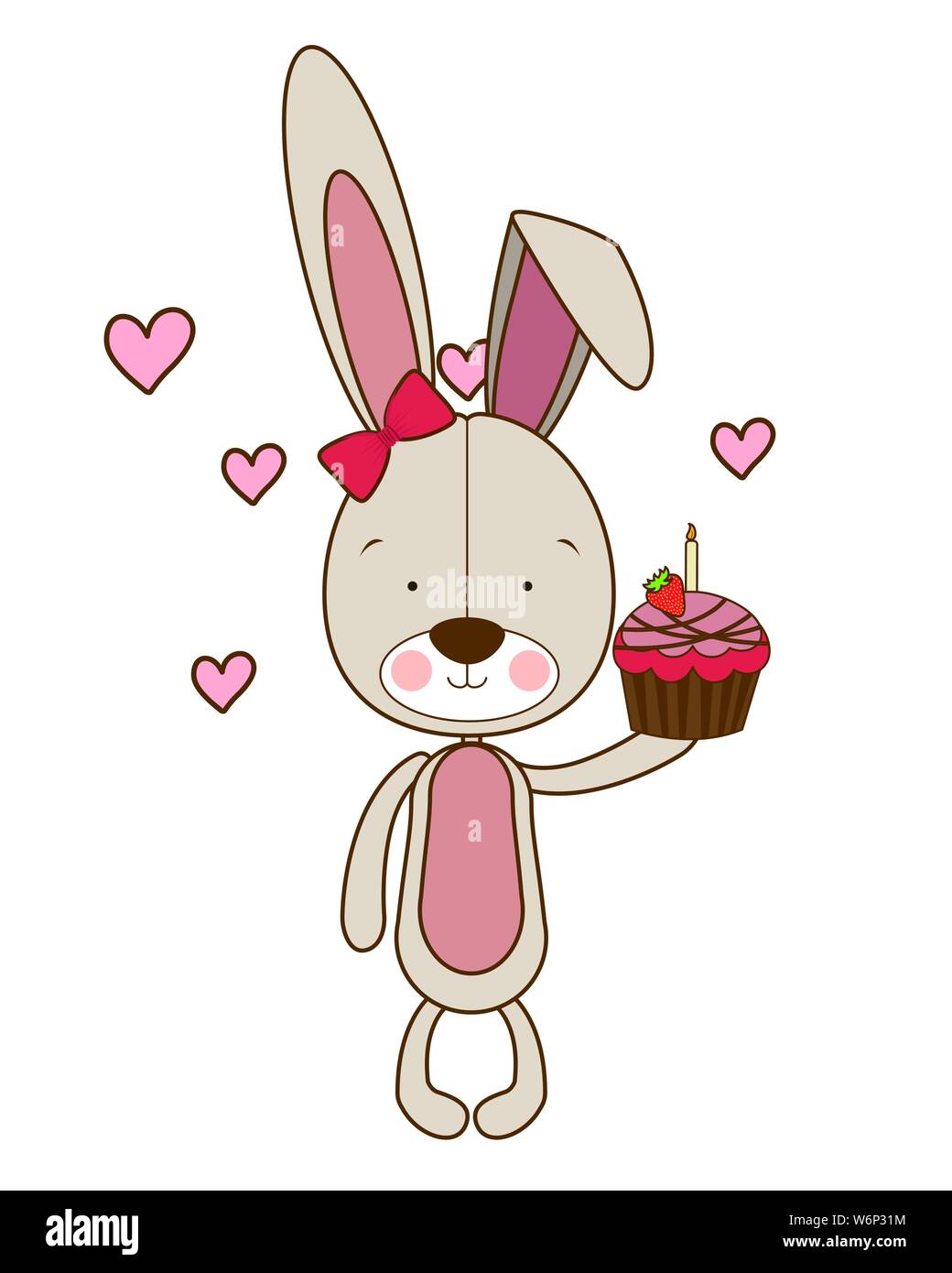 cute bunny with cake in the hand Stock Vector Image & Art - Alamy