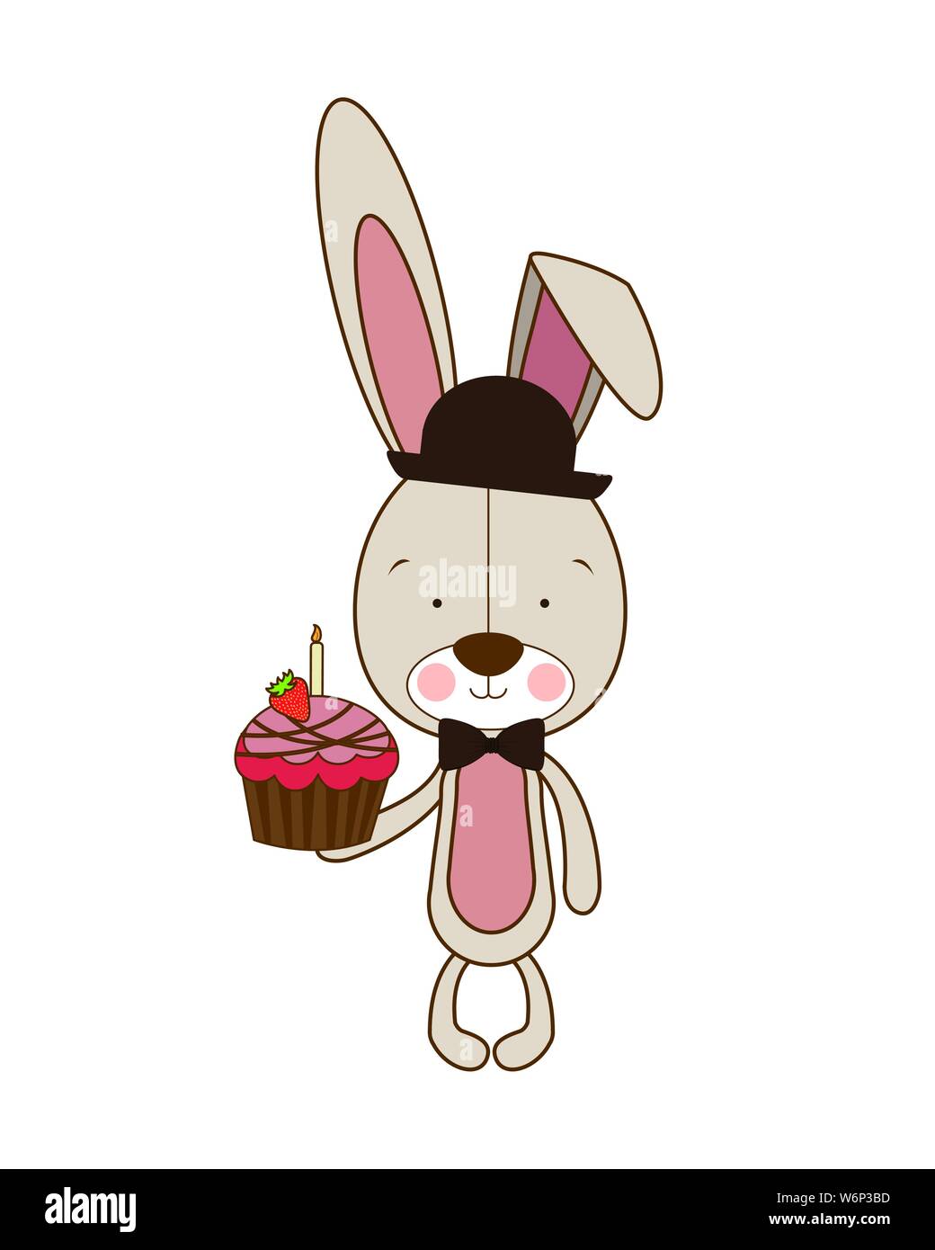 cute bunny with cake in the hand Stock Vector Image & Art - Alamy