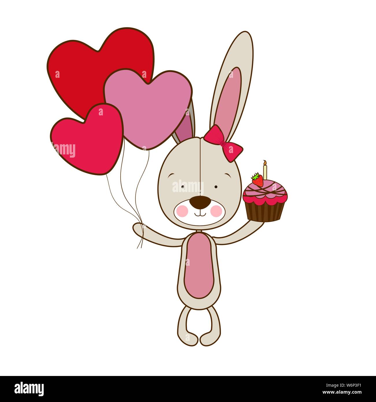 cute bunny with helium balloons Stock Vector Image & Art - Alamy