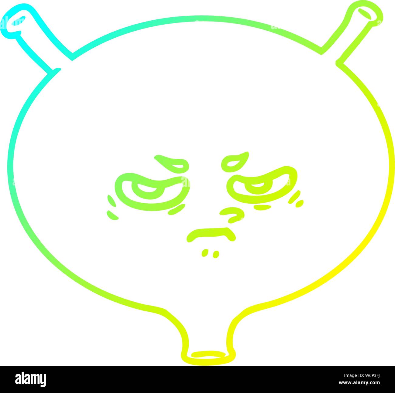 cold gradient line drawing of a cartoon angry bladder Stock Vector ...