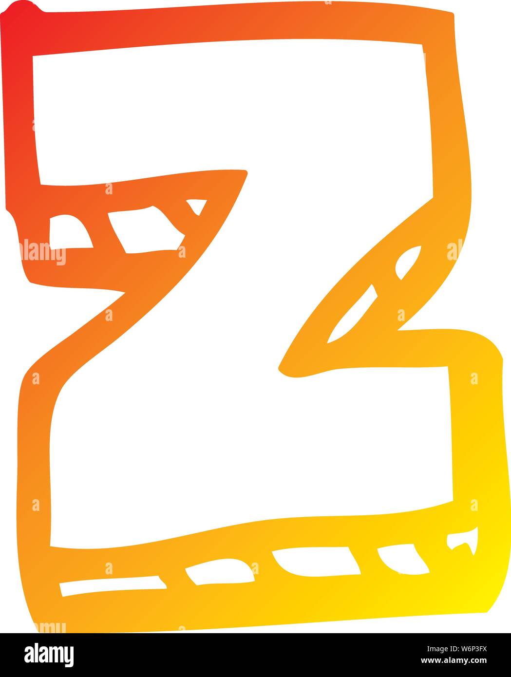warm gradient line drawing of a cartoon letter z Stock Vector Image ...