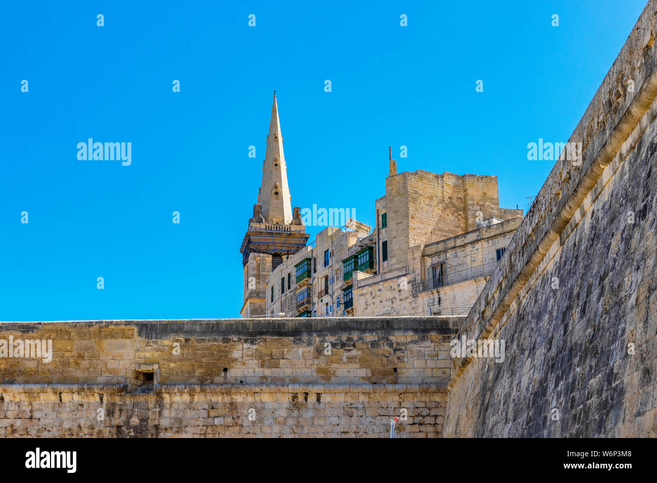 Ancient fortifications of Valletta, medieval castle city stone walls ...