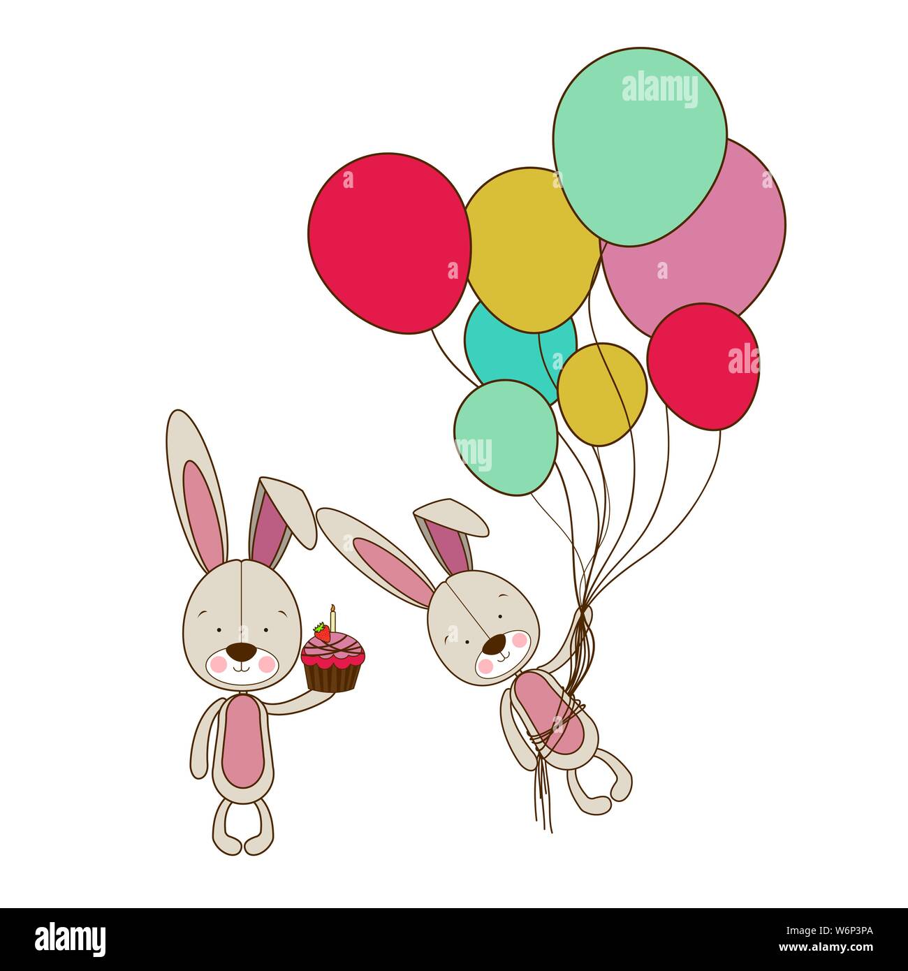cute bunny with helium balloons Stock Vector Image & Art - Alamy
