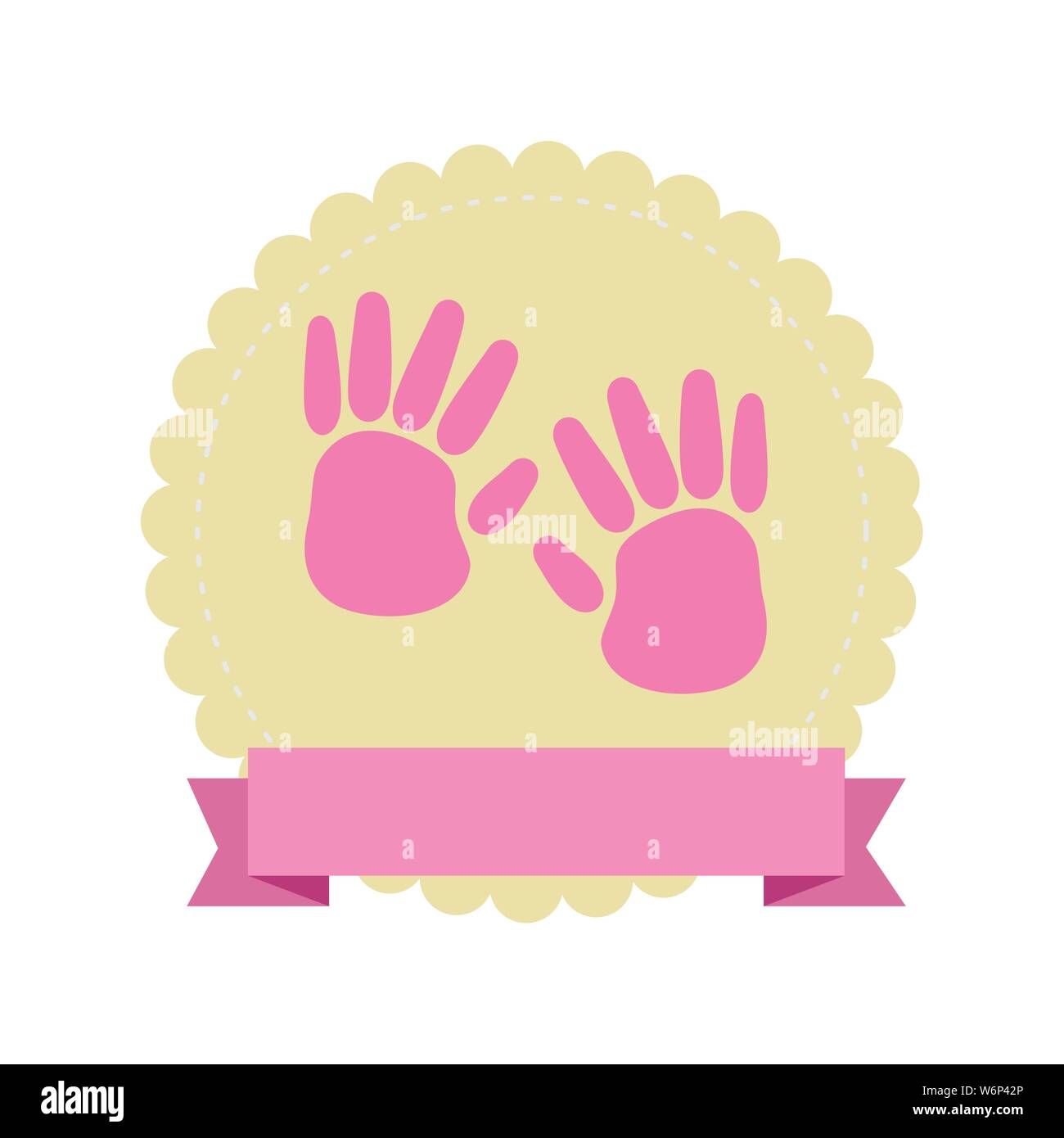 baby shower card with hands print Stock Vector Image & Art - Alamy