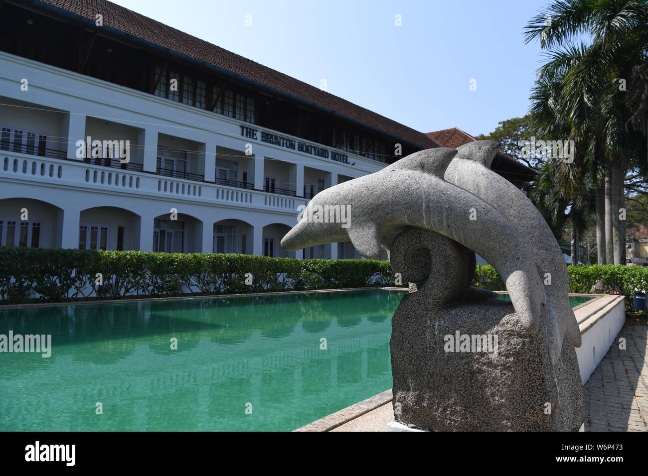 The swimming pool at Brunton Boatyard Hotel, Fort Kochi, Kerala, India ...