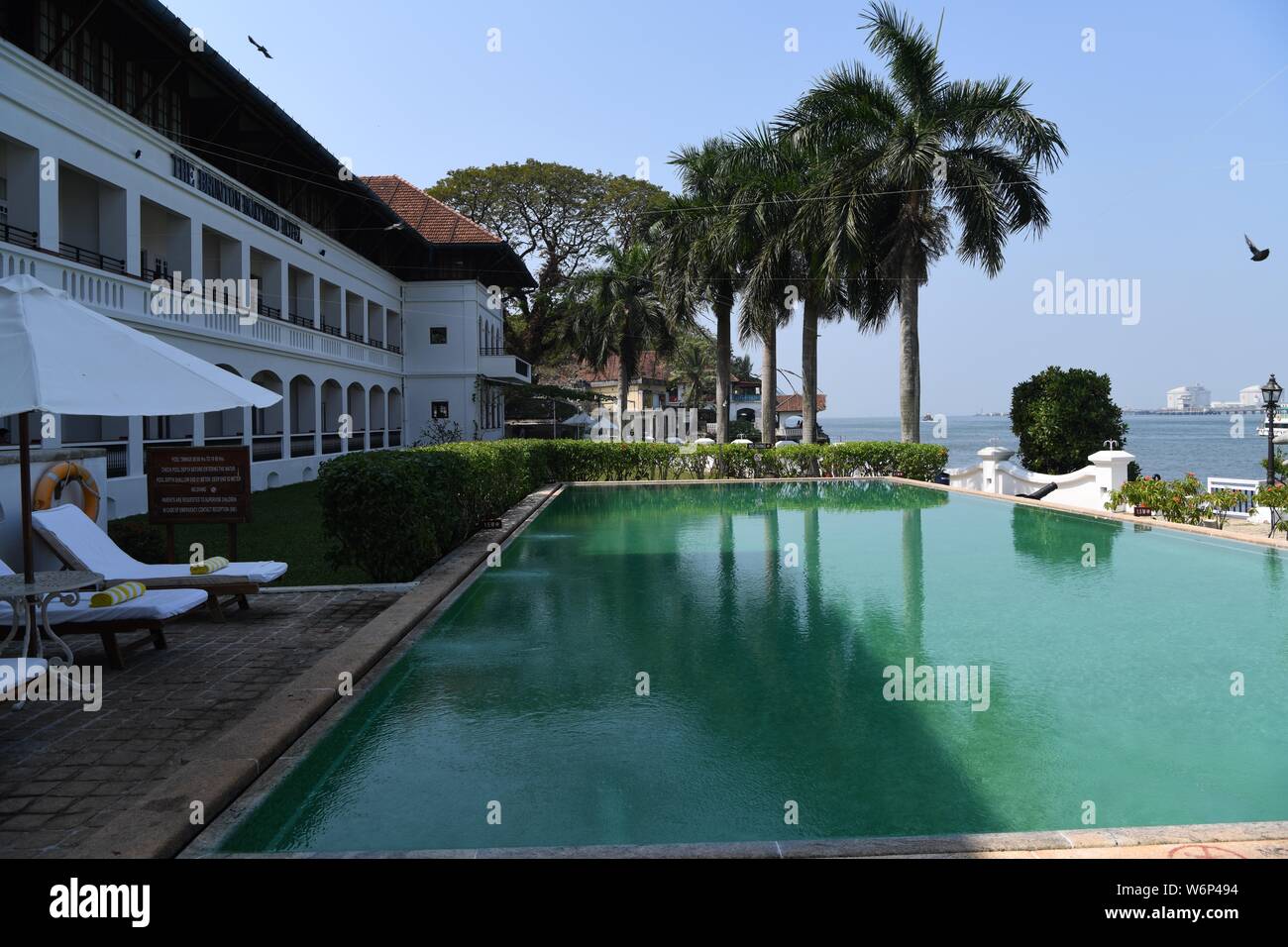 The swimming pool at Brunton Boatyard Hotel, Fort Kochi, Kerala, India ...