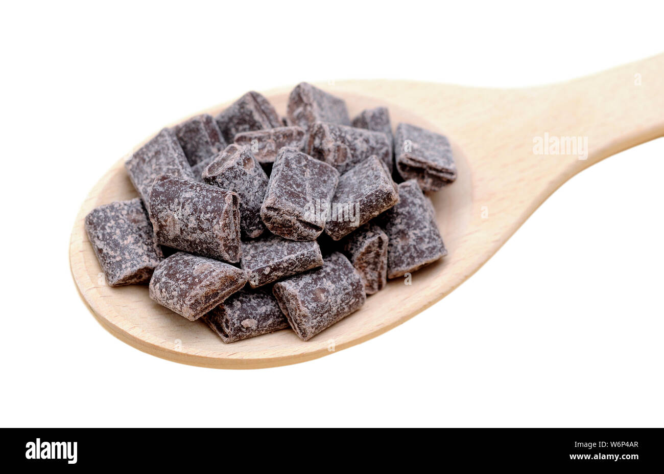 chocolate chips chunks in wooden spoon Stock Photo - Alamy