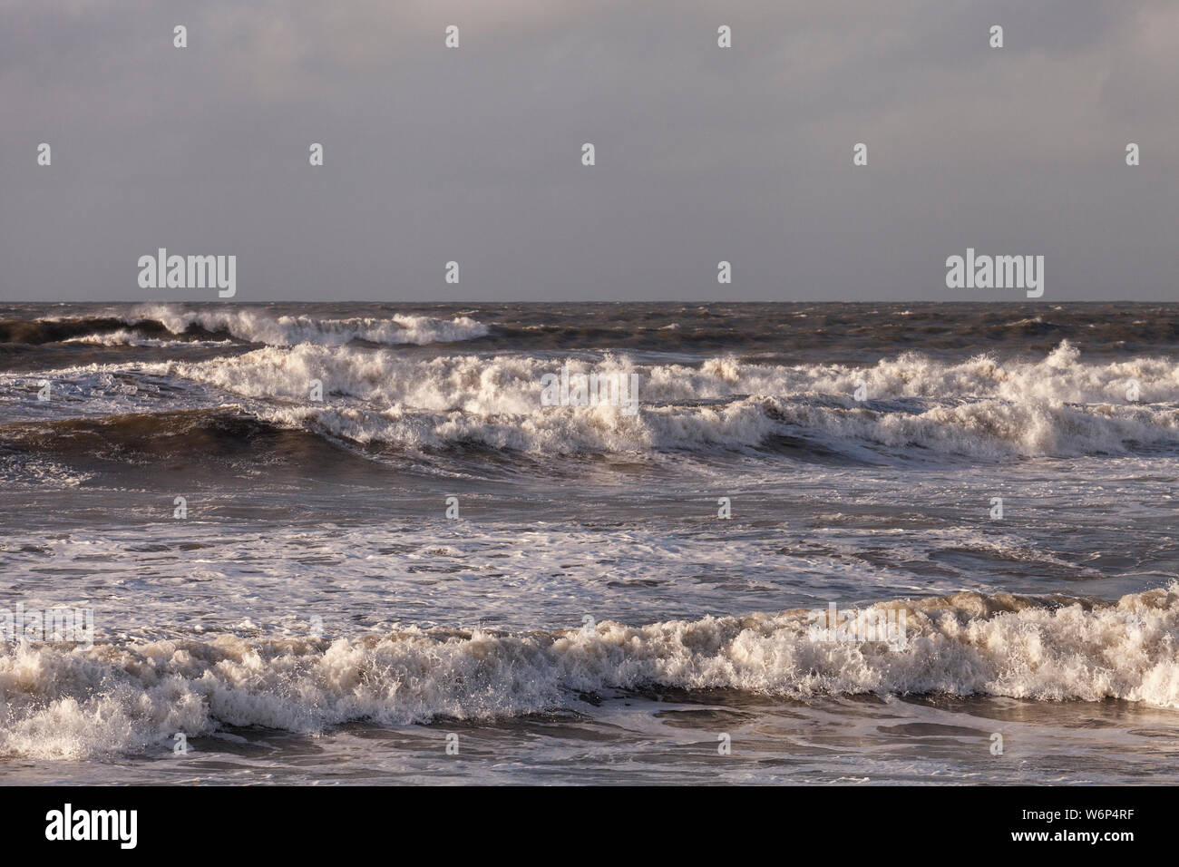 Large waves at Westward Ho! beach during stormy seas with high winds ...