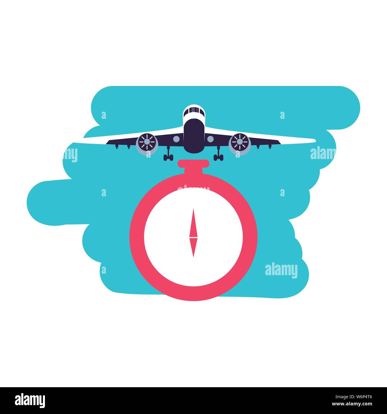 compass guide device with airplane flying vector illustration design ...