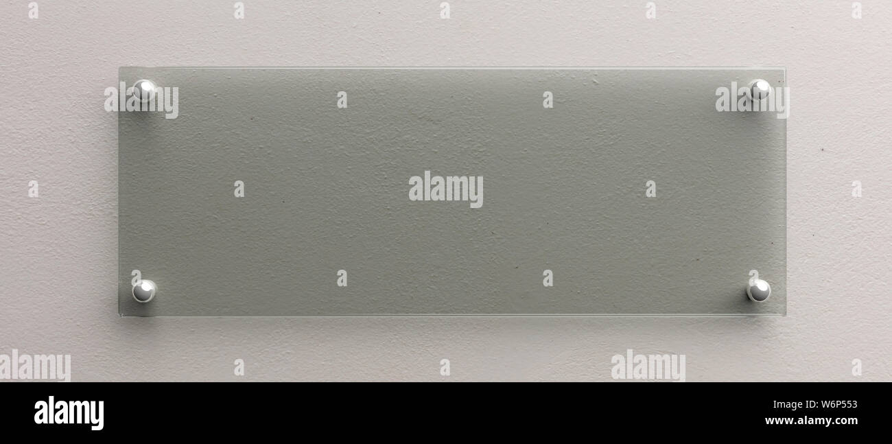 Blank glass wall sign mock up, 3d illustration. Office rectangle ...