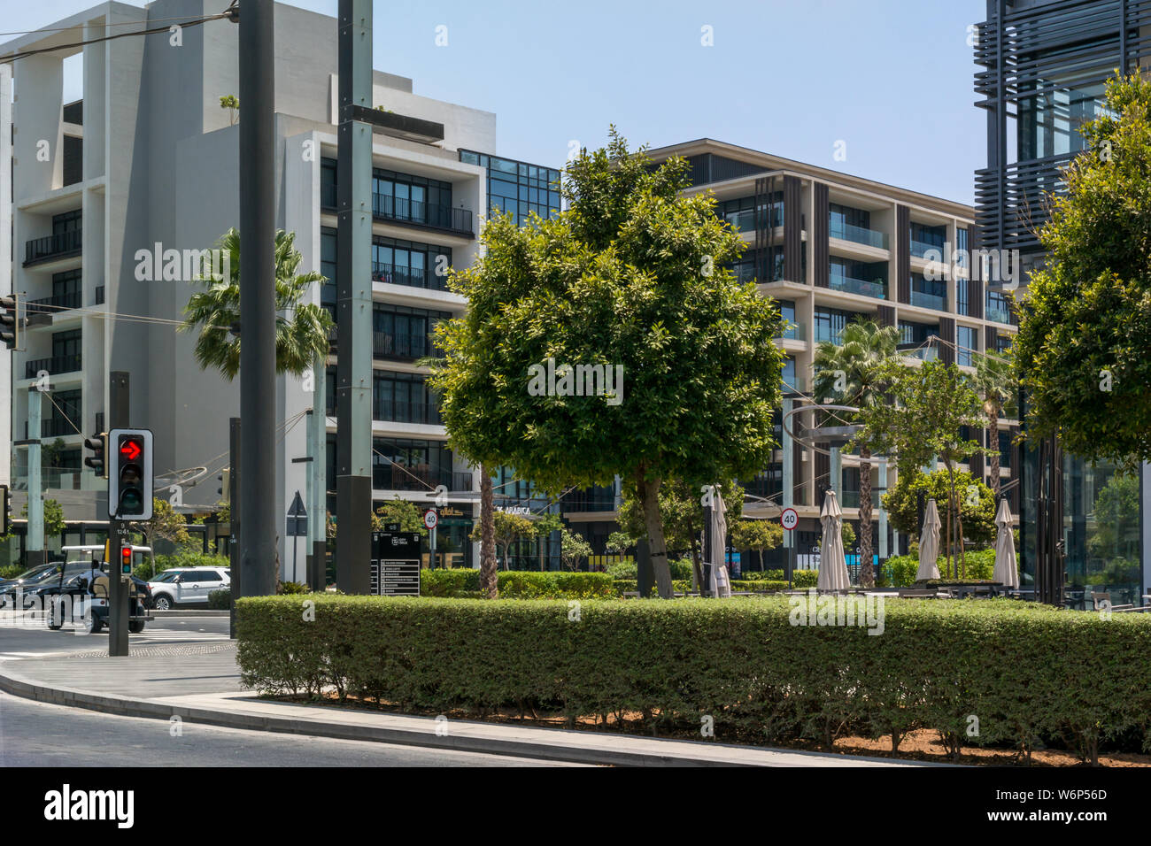 Dubai city walk, a modern residential landmark with Cafes and ...