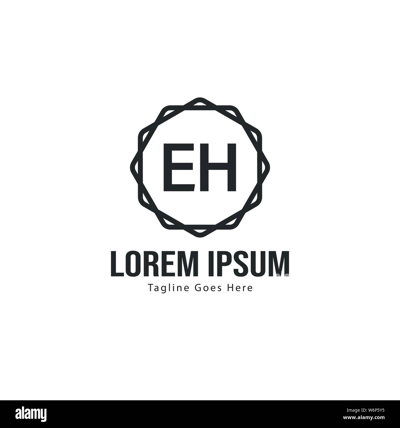 Initial EH logo template with modern frame. Minimalist EH letter logo ...