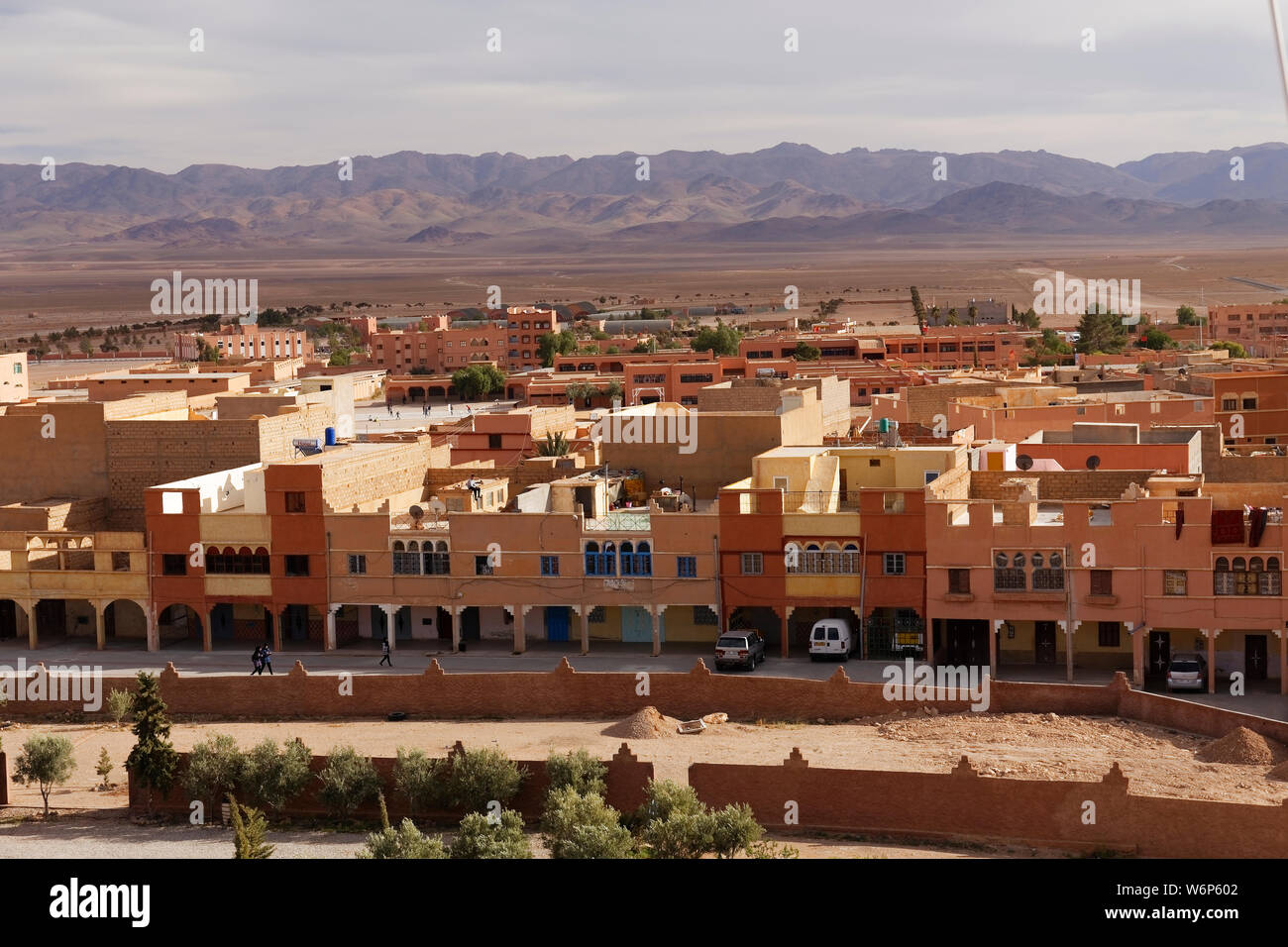 Aerial view of Tinghir area. Tinghir is a city in the region of Drâa ...