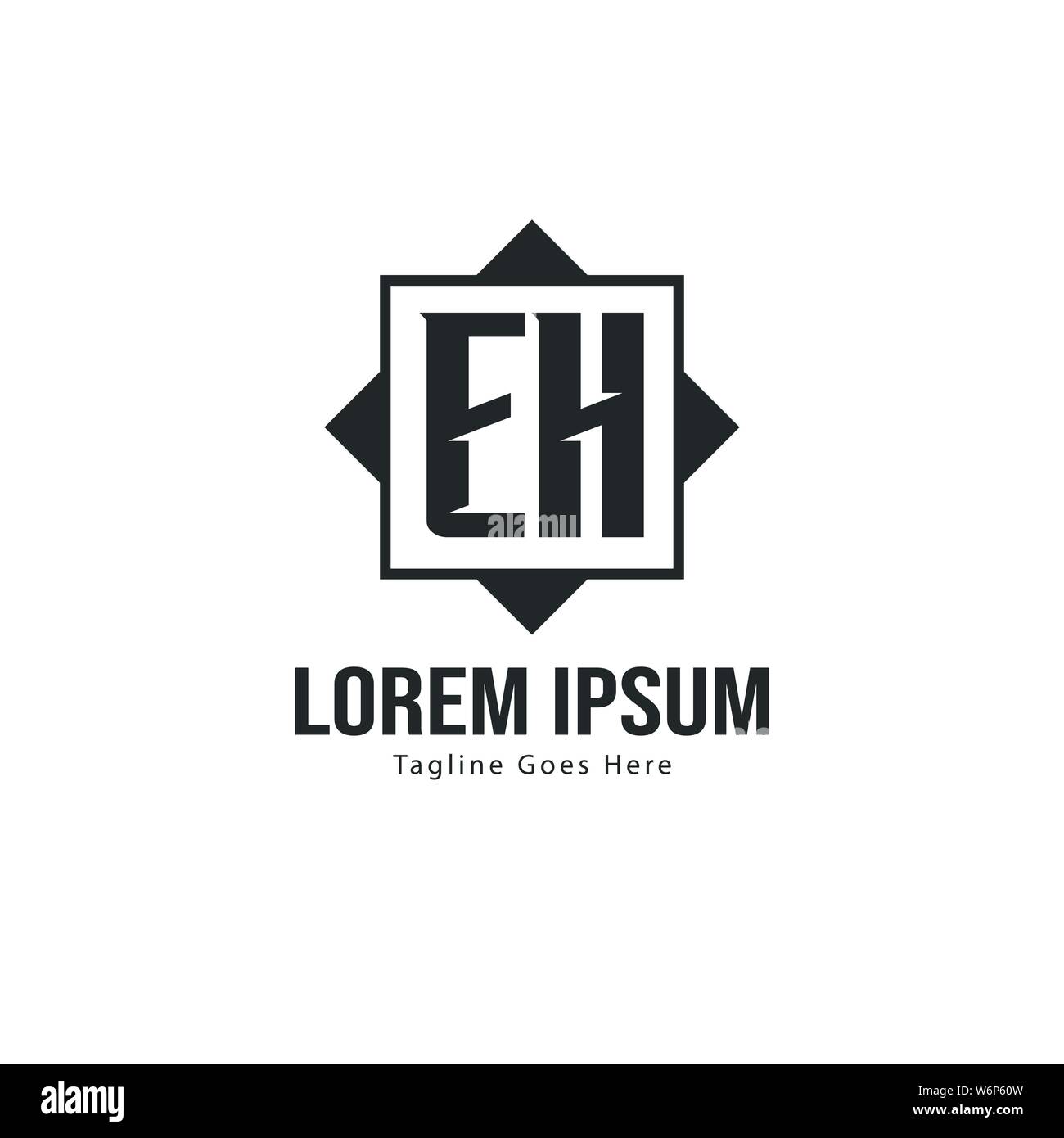 Initial EH logo template with modern frame. Minimalist EH letter logo ...