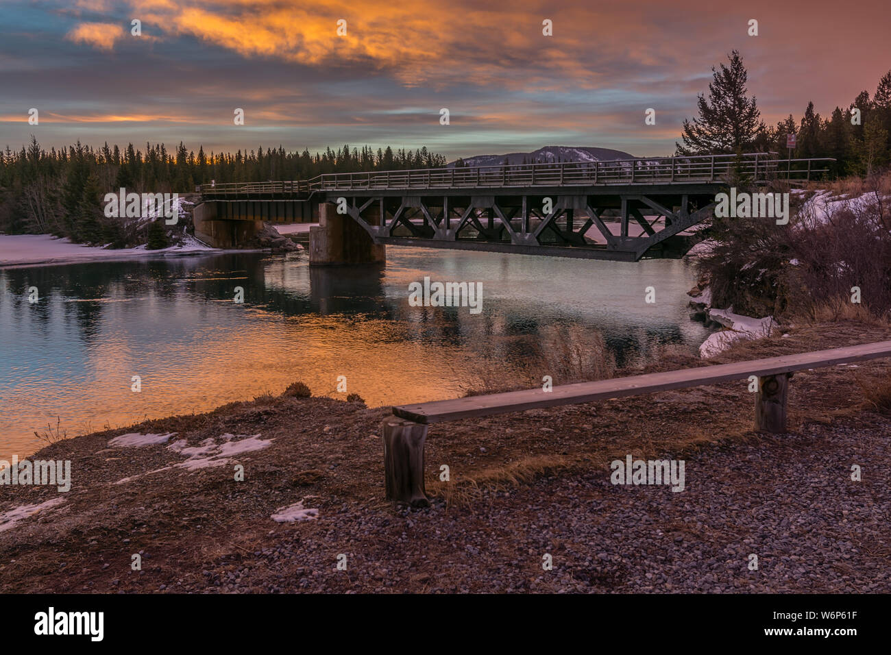 Train Bridge over the Seebe Dam near Exshaw, Alberta, Canada Stock ...