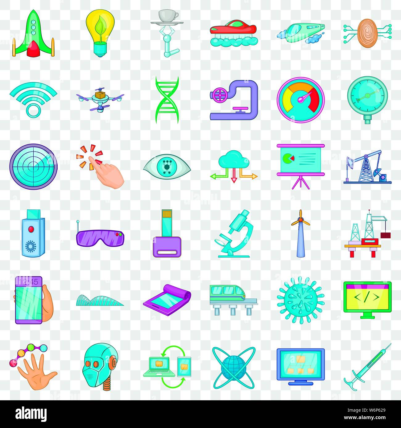 Hi tech icons set, cartoon style Stock Vector Image & Art - Alamy
