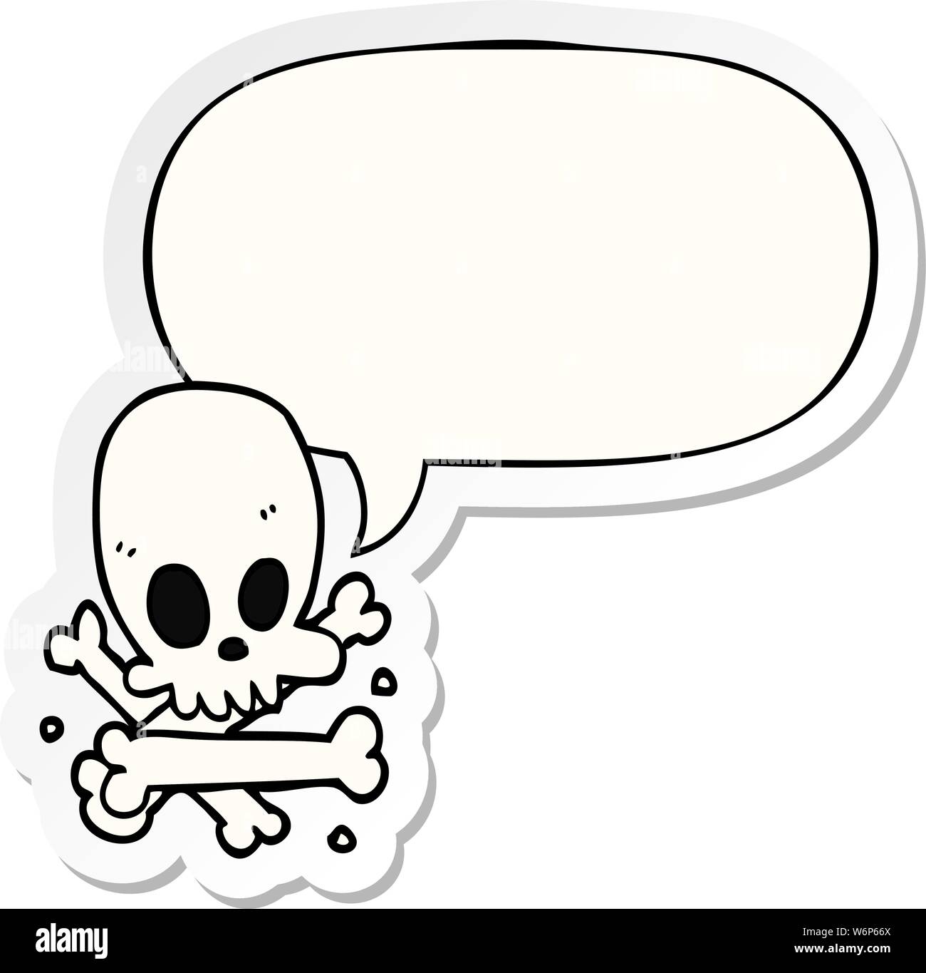 cartoon skull and bones with speech bubble sticker Stock Vector Image ...