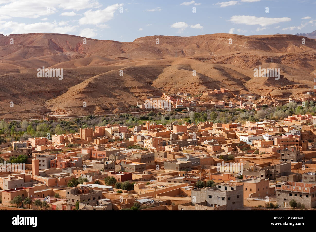 Aerial view of Tinghir area. Tinghir is a city in the region of Drâa ...