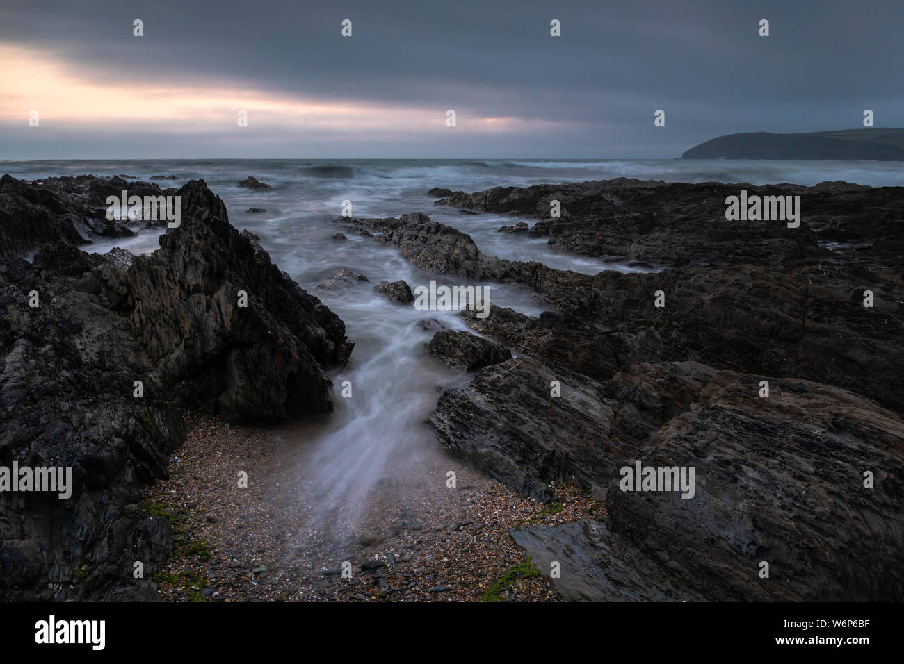 Croyde Bay, Devon seascape at sunset Stock Photo - Alamy