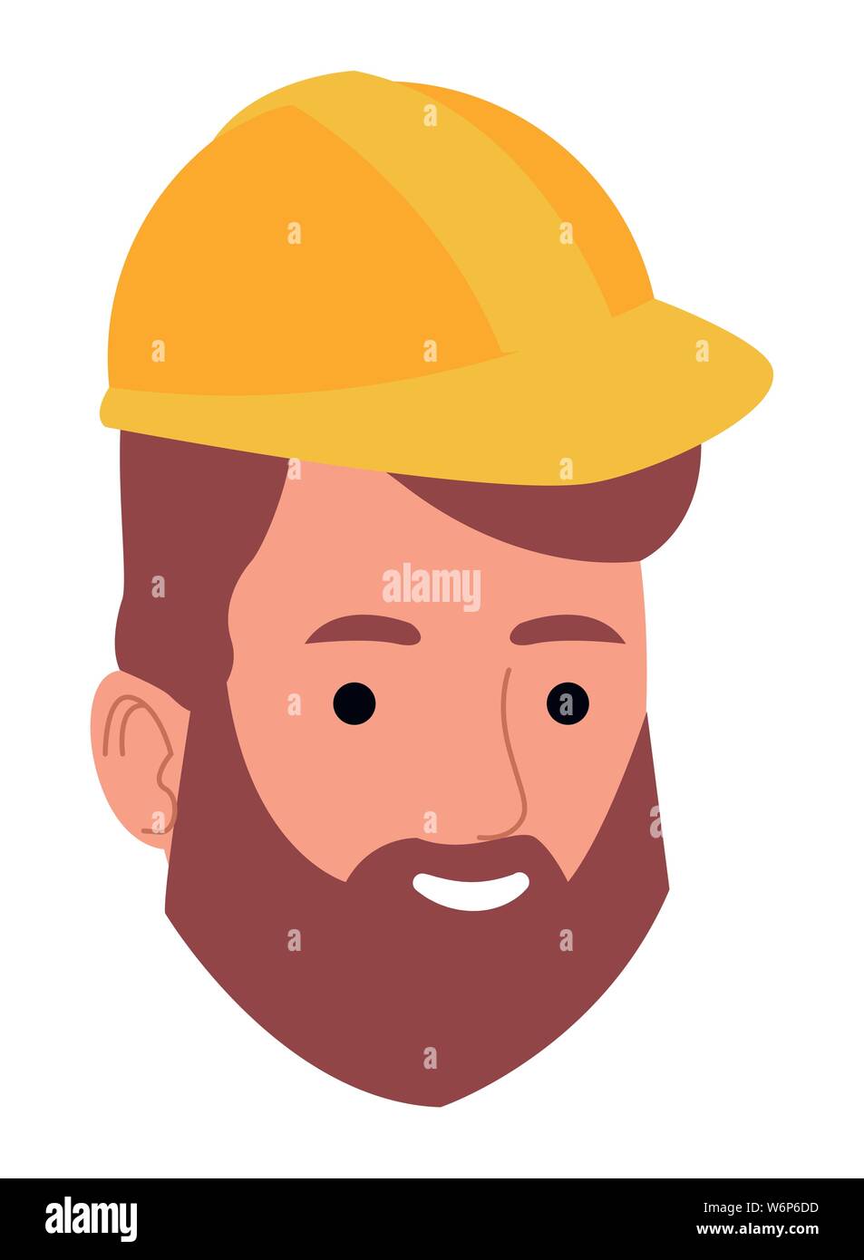 Construction worker with helmet and beard face cartoon Stock Vector ...