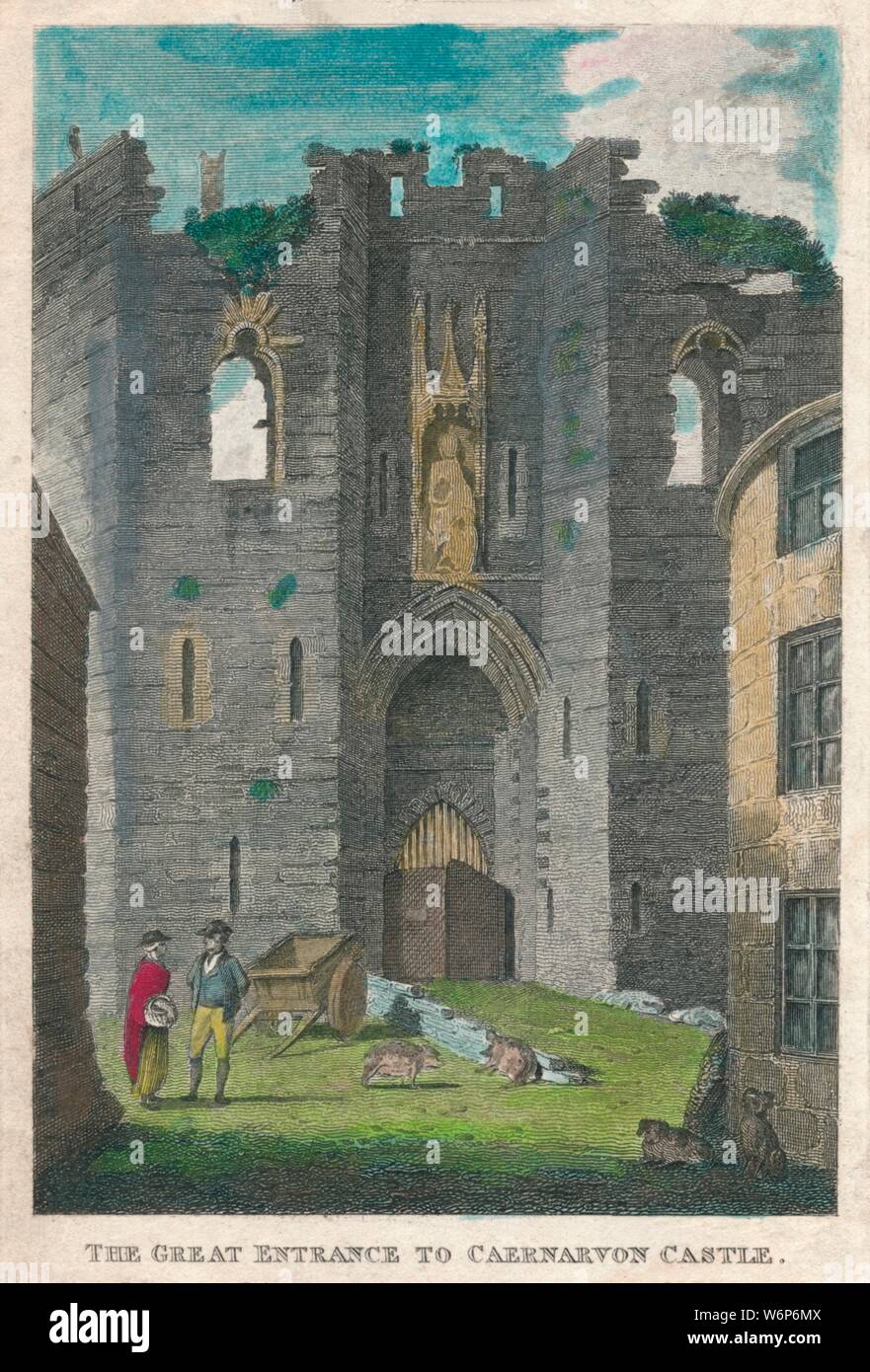 'The Great Entrance to Caernarvon Castle', 1808. Carnarvon, or ...