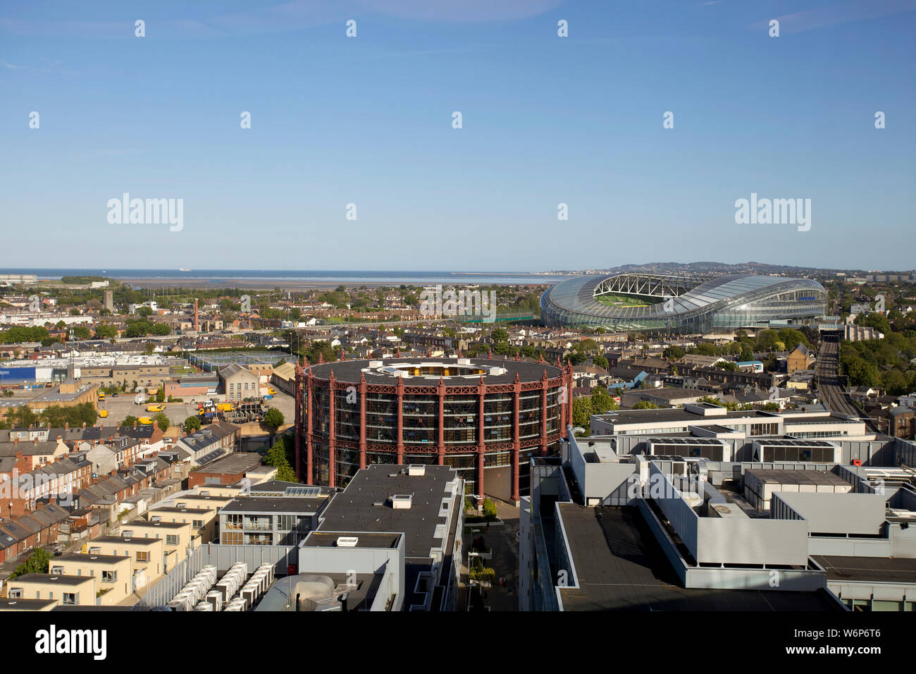 Aerial drone view of gasometer and Aviva Stadium Dublin Stock Photo - Alamy