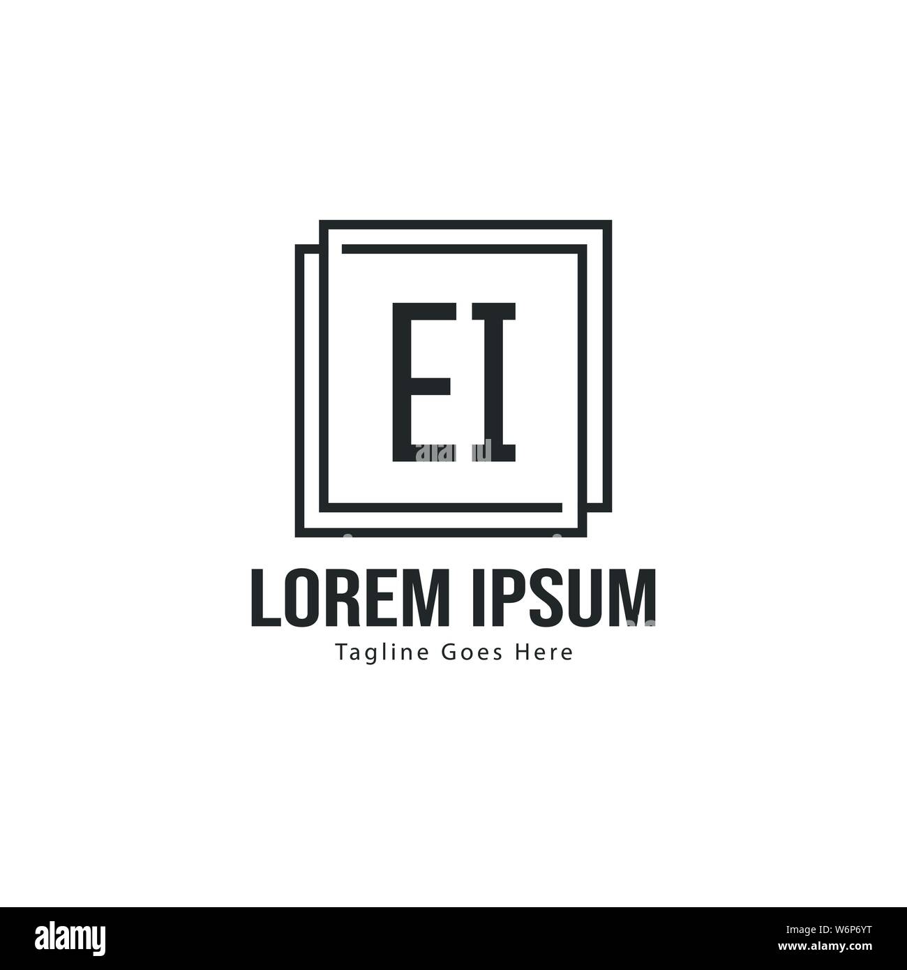 Initial EI logo template with modern frame. Minimalist EI letter logo ...