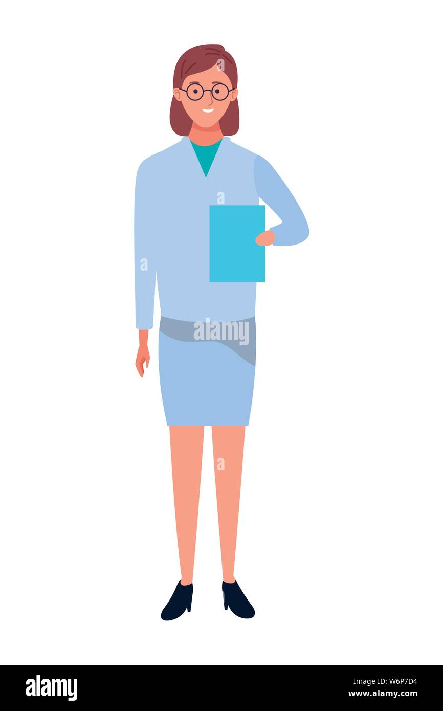 Secretary With Glasses And Clipboard Cartoon Stock Vector Image And Art Alamy