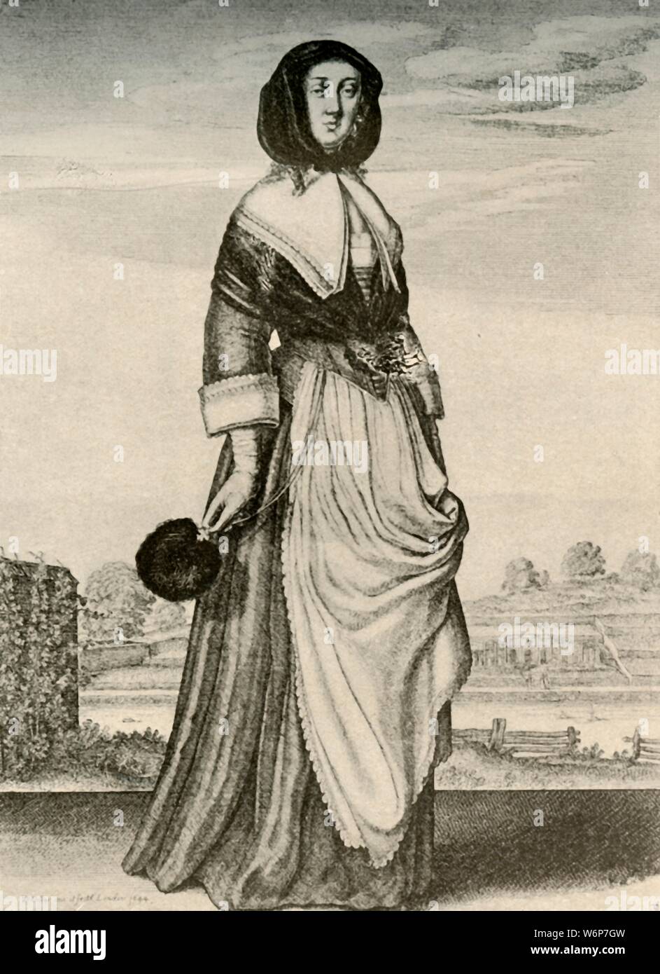 'Autumn - An English woman in hood and apron, reign of Charles I ...